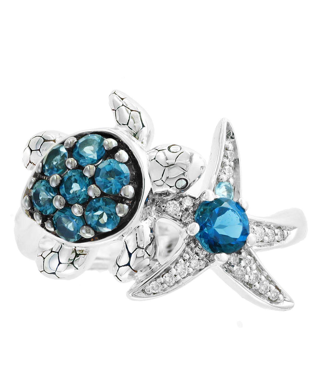 Effy Effy® Blue Topaz (1 Ct.t.w.) And Diamond Accent Ring In Sterling ...