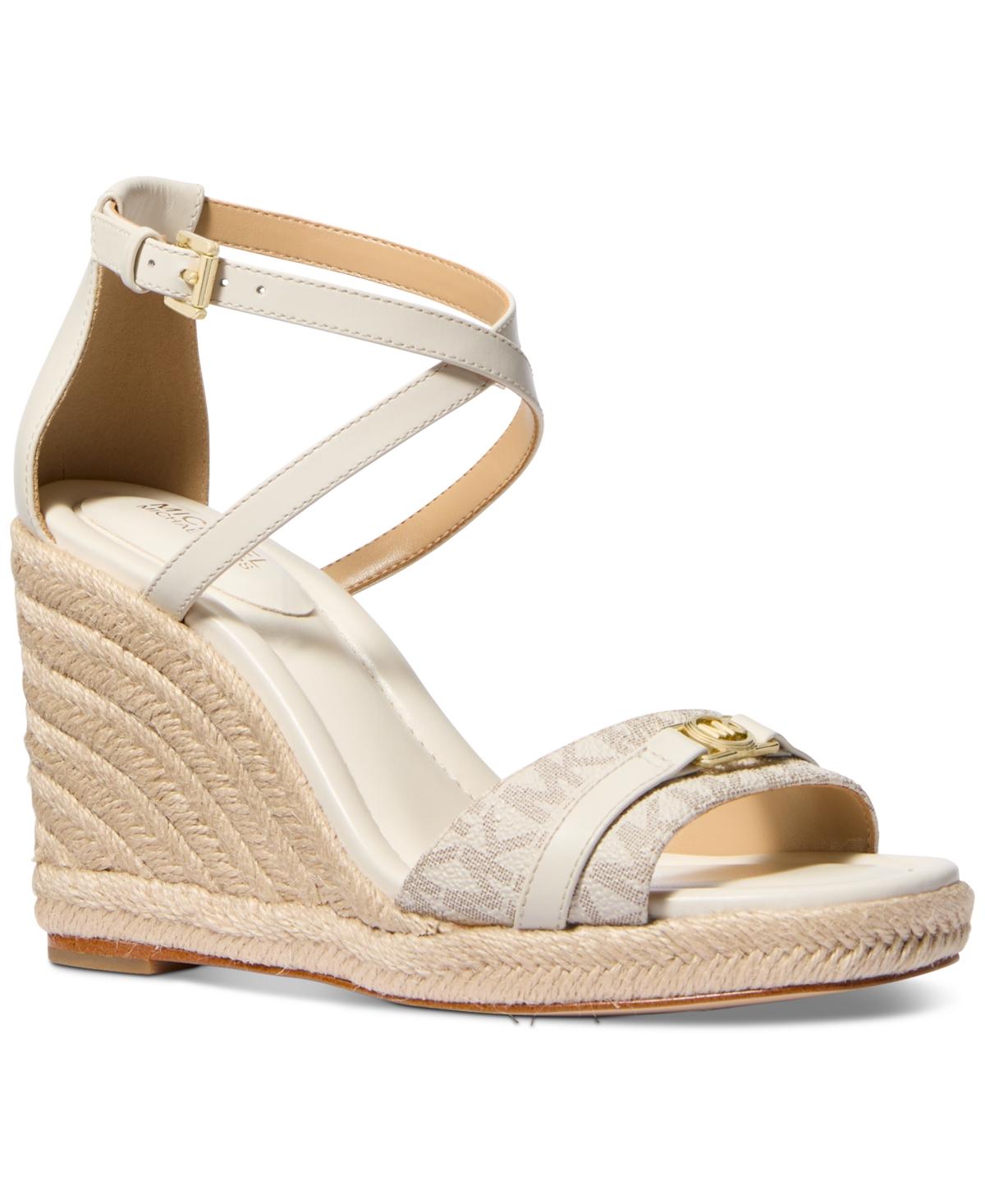 Michael Kors Michael Mandy Wedge Sandals in Metallic | Lyst