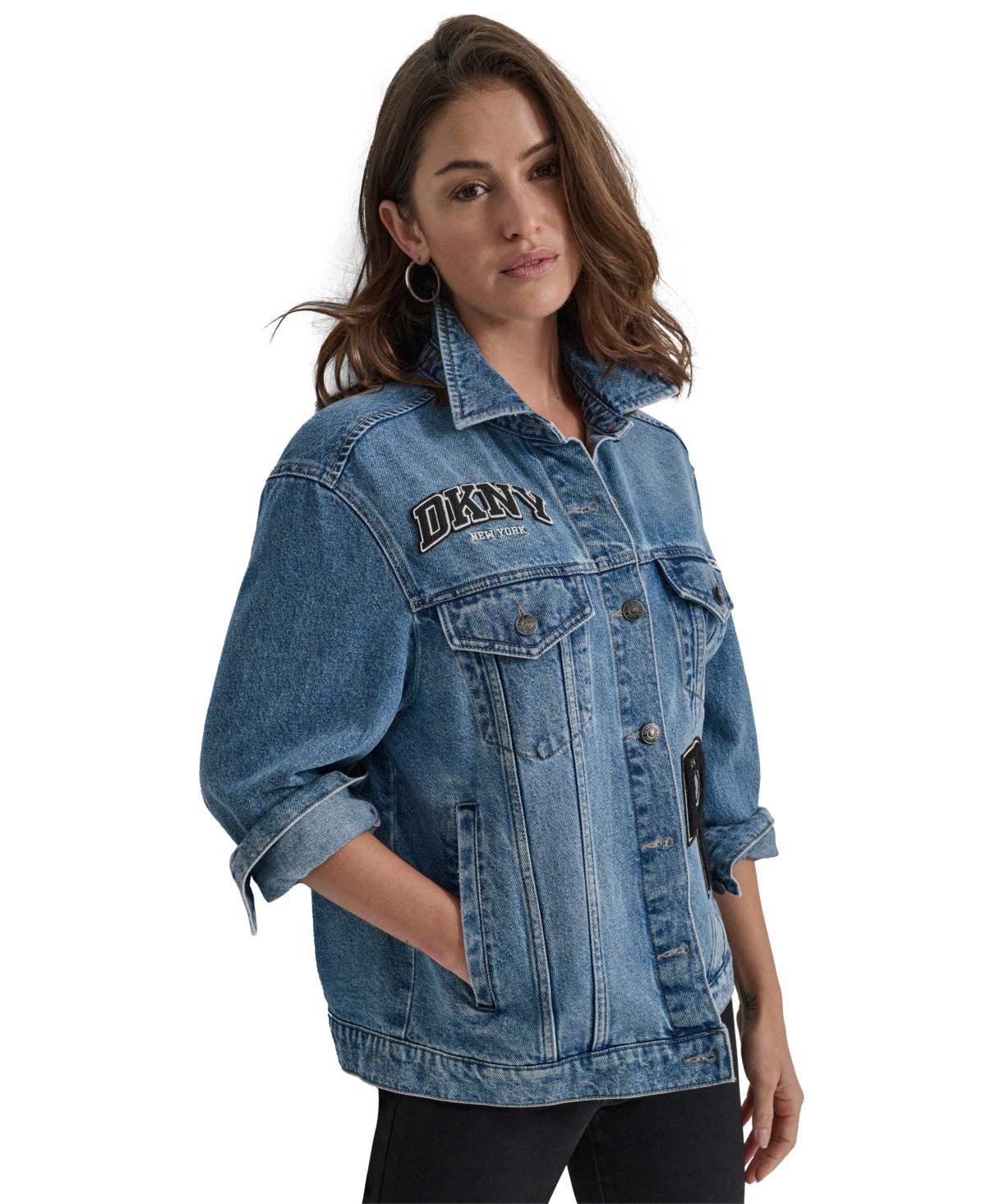 DKNY Cotton Oversized Varsity Jacket in Blue | Lyst DKNY Cotton Oversized Varsity Jacket in Blue | Lyst