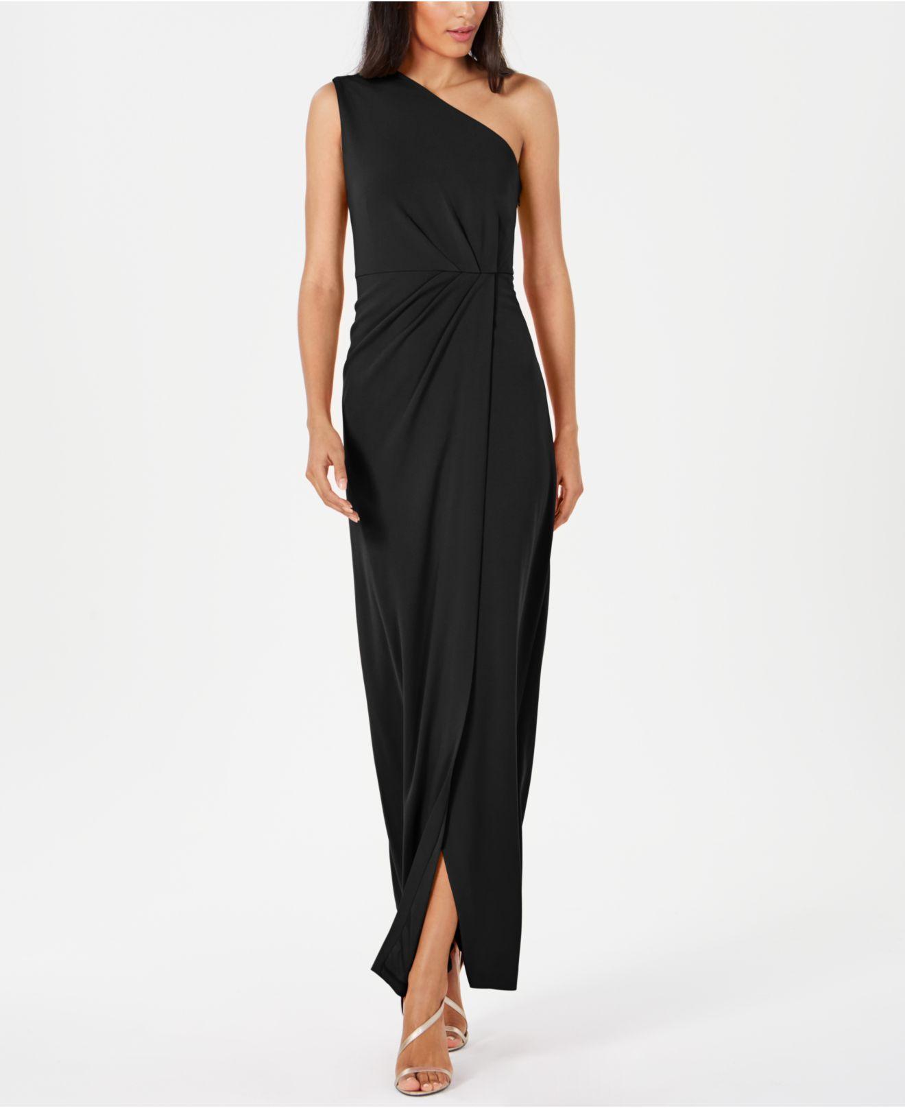 Calvin Klein Draped One-shoulder Gown in Black | Lyst Calvin Klein Draped One-shoulder Gown in Black | Lyst