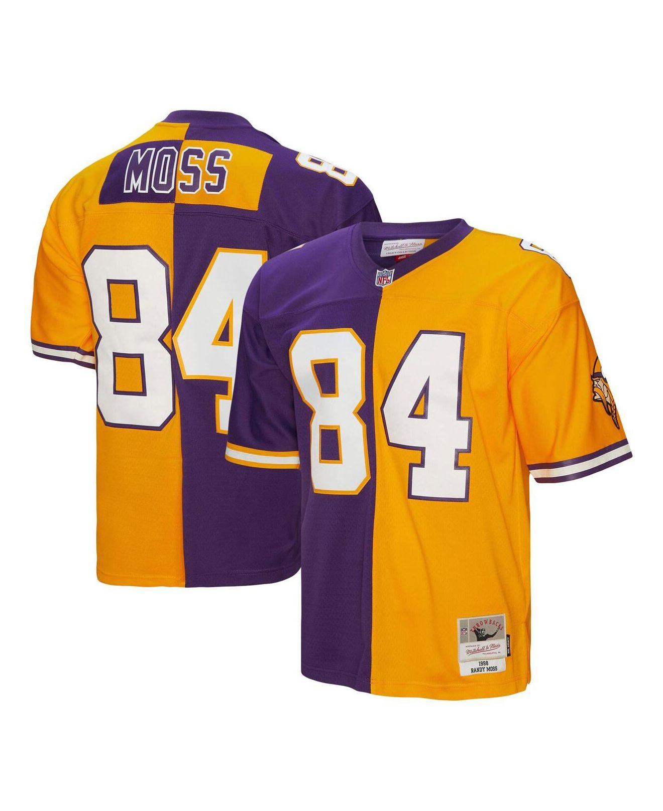 Mitchell And Ness Randy Moss Purple And Gold Minnesota Vikings 1998 Split Legacy Replica Jersey In