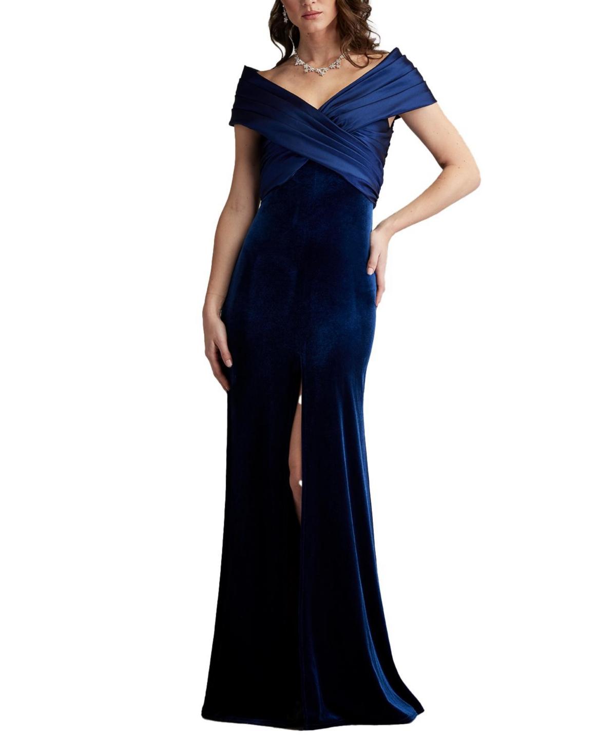 Tadashi Shoji Baxter Portrait Collar Gown in Blue | Lyst