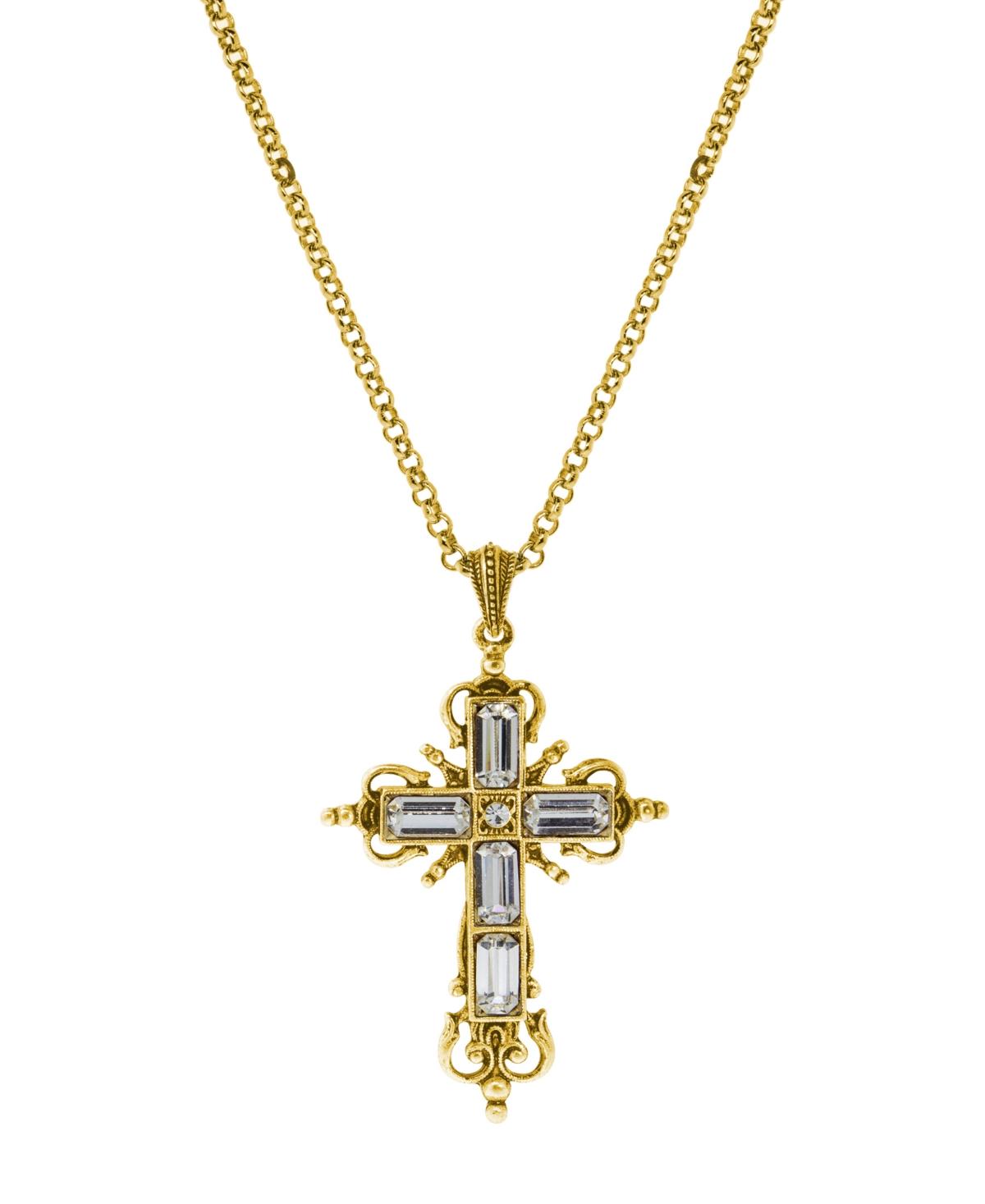 Symbols of Faith 14k Gold Dipped Crystal Cross Necklace in Metallic | Lyst