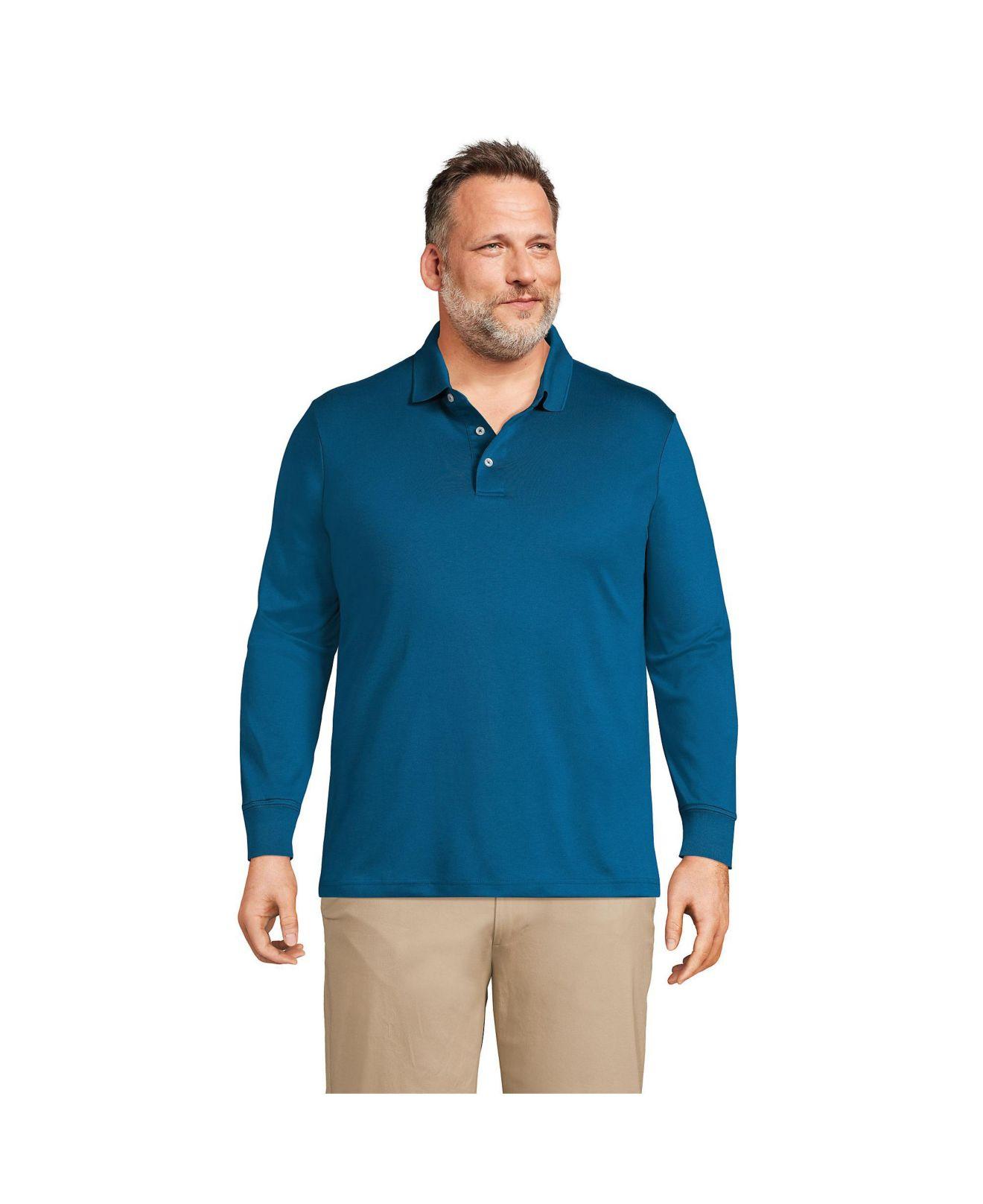 Lands End Big And Tall Long Sleeve Super Soft Supima Polo Shirt In