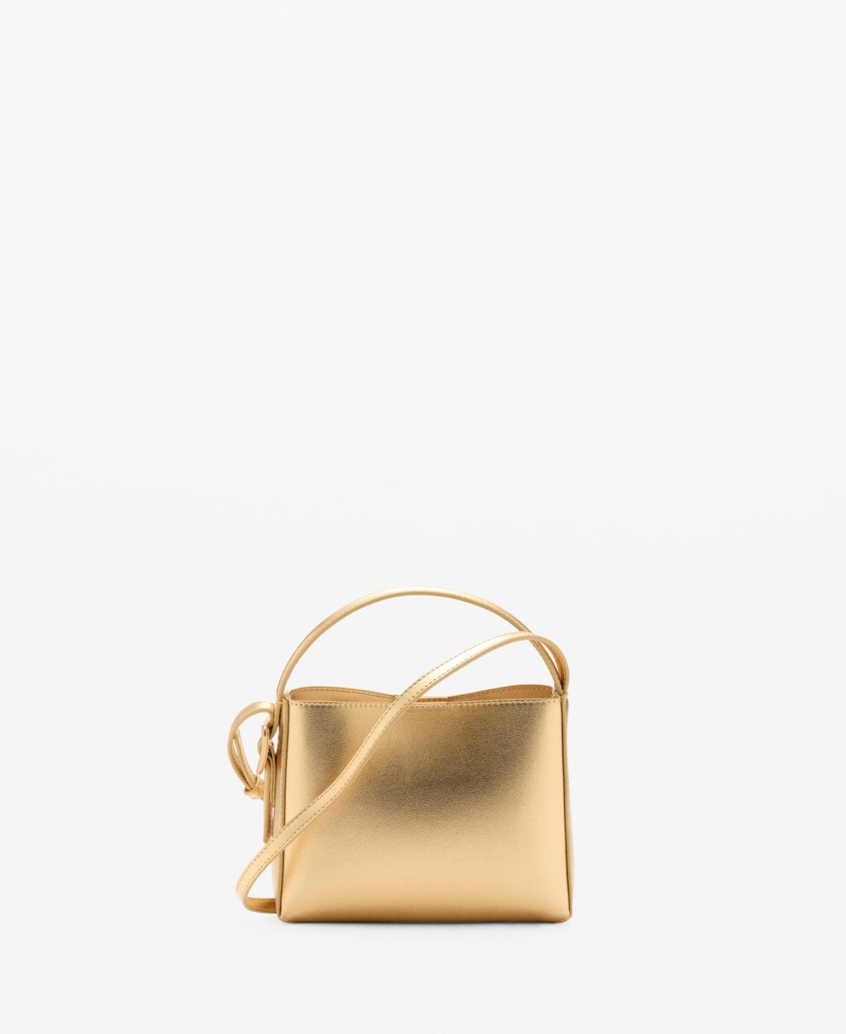 Mango Metallic Mini-shopper Bag in Natural | Lyst