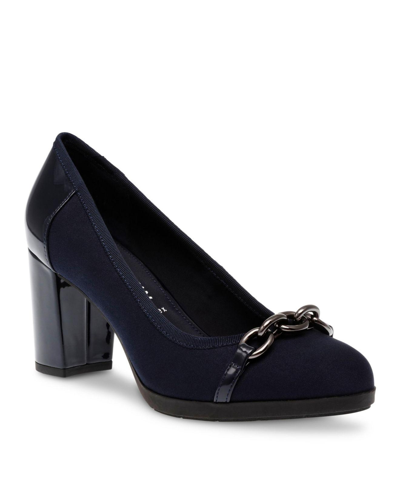 Anne Klein Caitlyn Block Heel Pump in Blue | Lyst