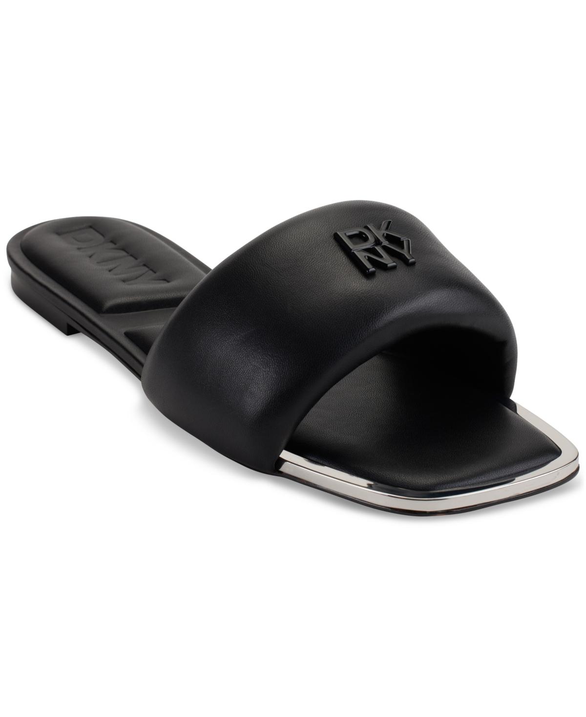 DKNY Drea Logo Slide Sandals in Black | Lyst