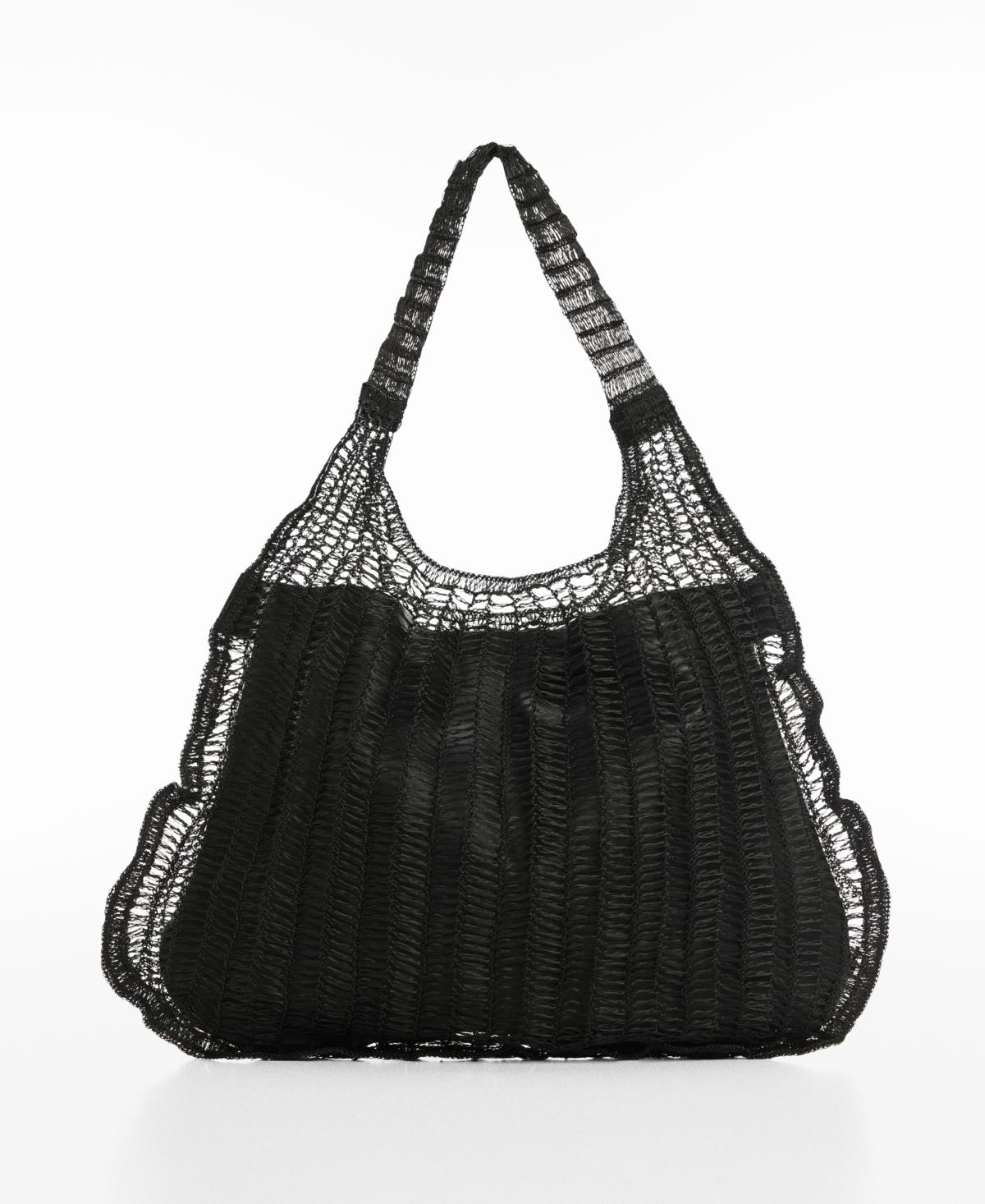 Mango Mesh Pattern Shopper Bag in Black | Lyst