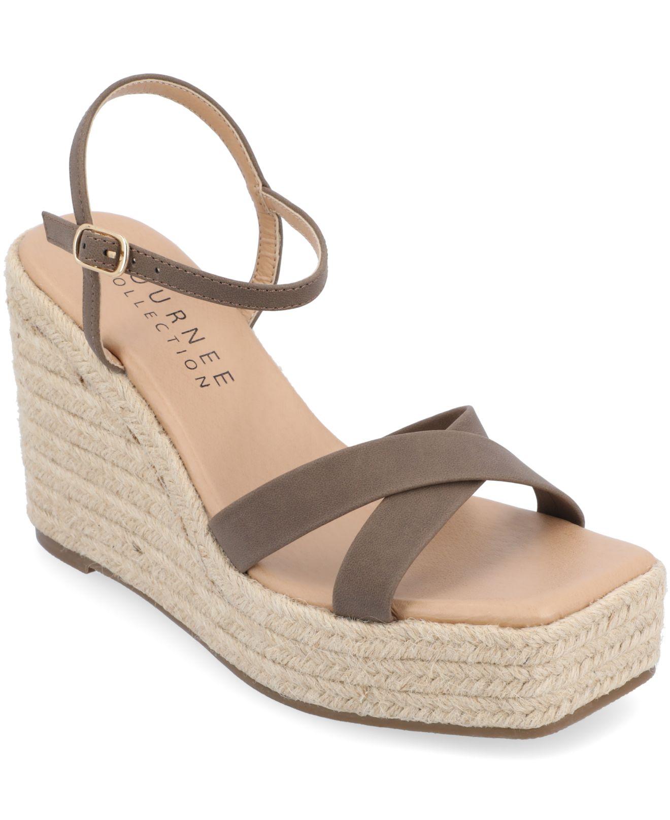 Journee Collection Raniya Platform Wedge Sandals in Metallic | Lyst