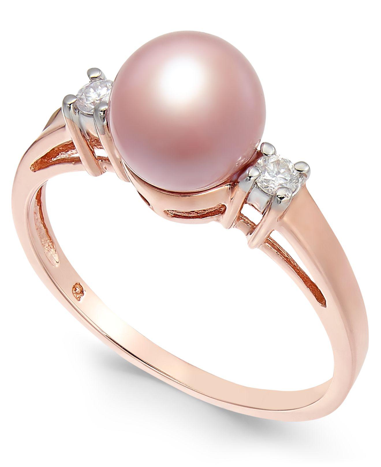 Macy's Pink Cultured Freshwater Pearl (7mm) & Diamond Accent Ring In ...