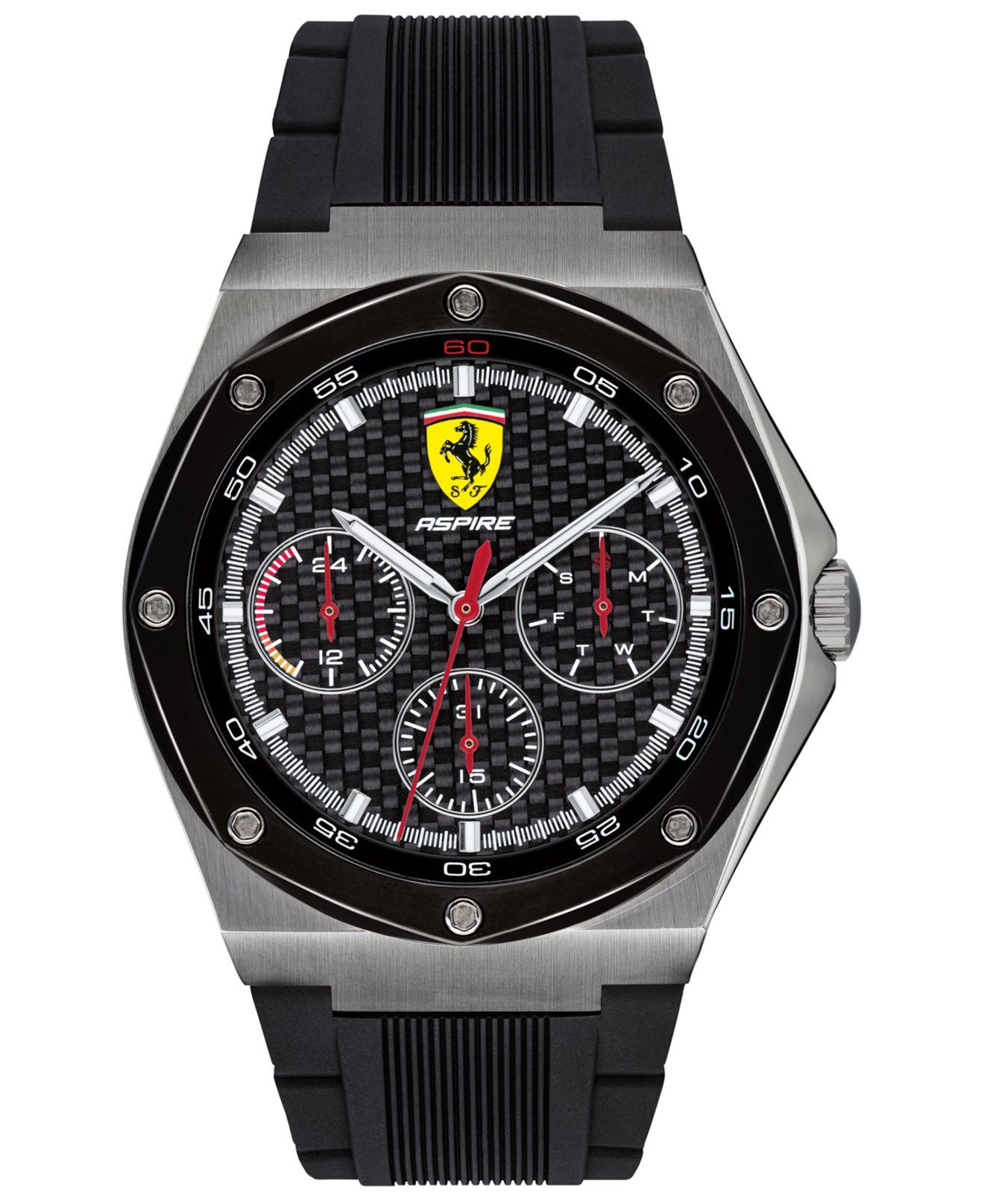 Ferrari Aspire Black Silicone Strap Watch 44mm for Men - Lyst
