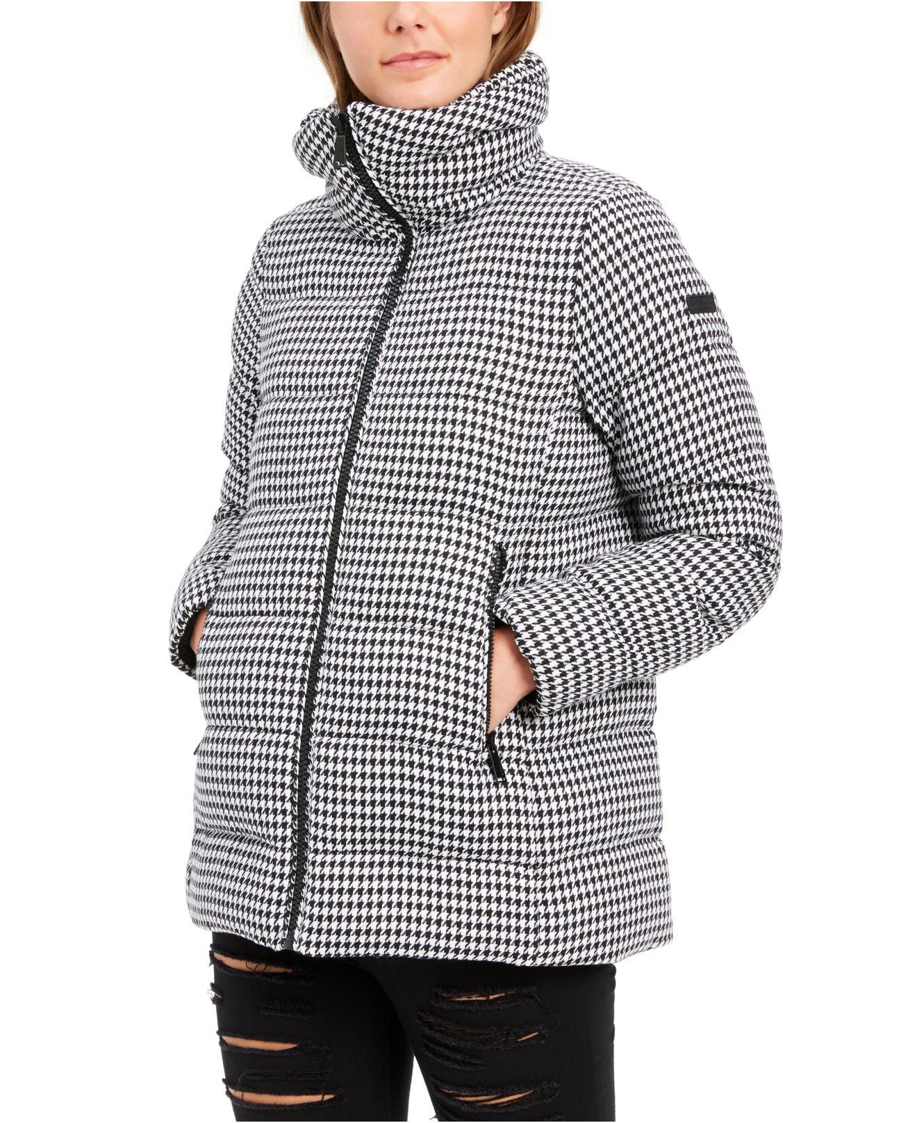 BCBGeneration Synthetic Houndstooth Puffer Coat - Lyst