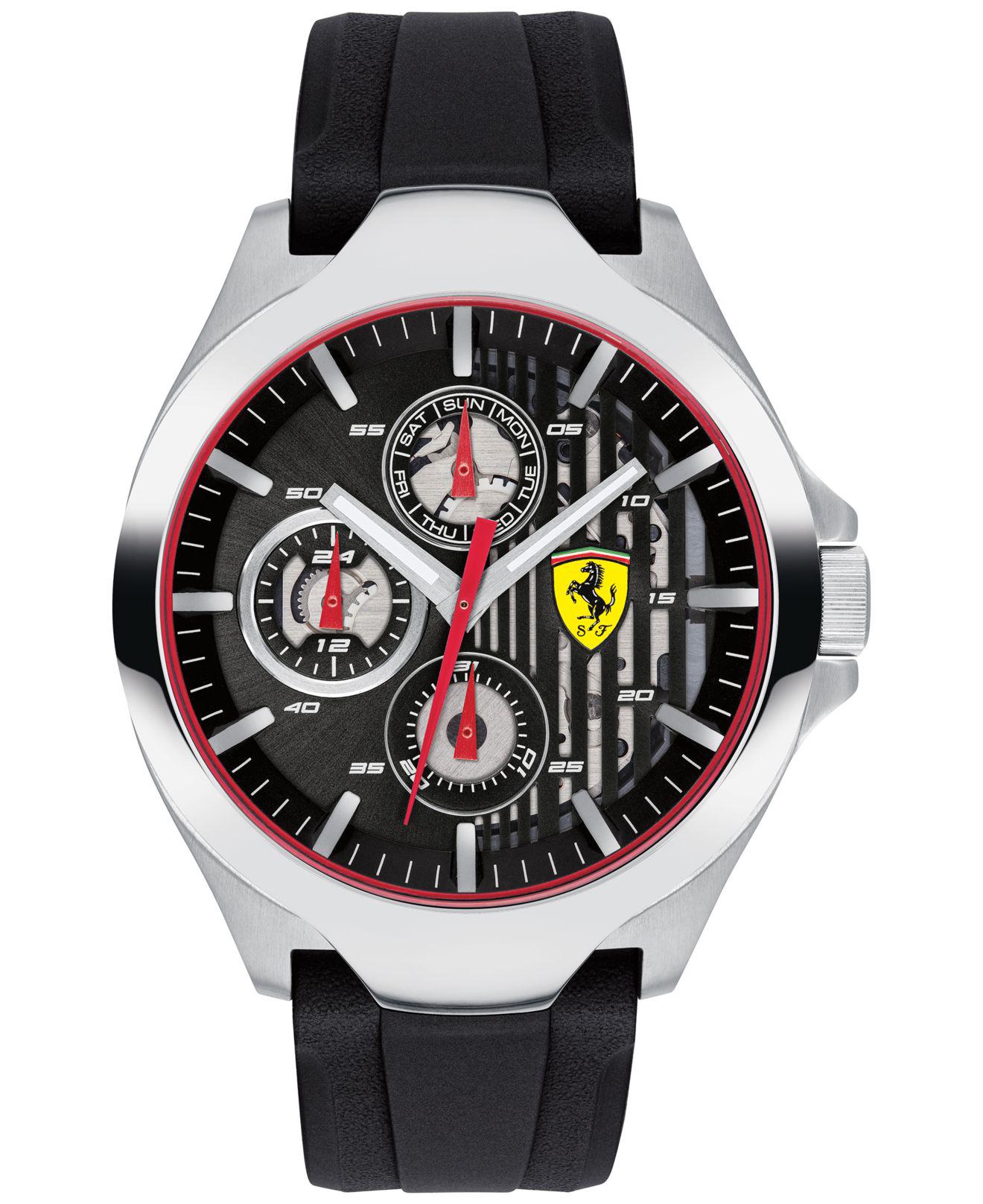 Ferrari Chronograph Aero Black Silicone Strap Watch 44mm for Men - Lyst