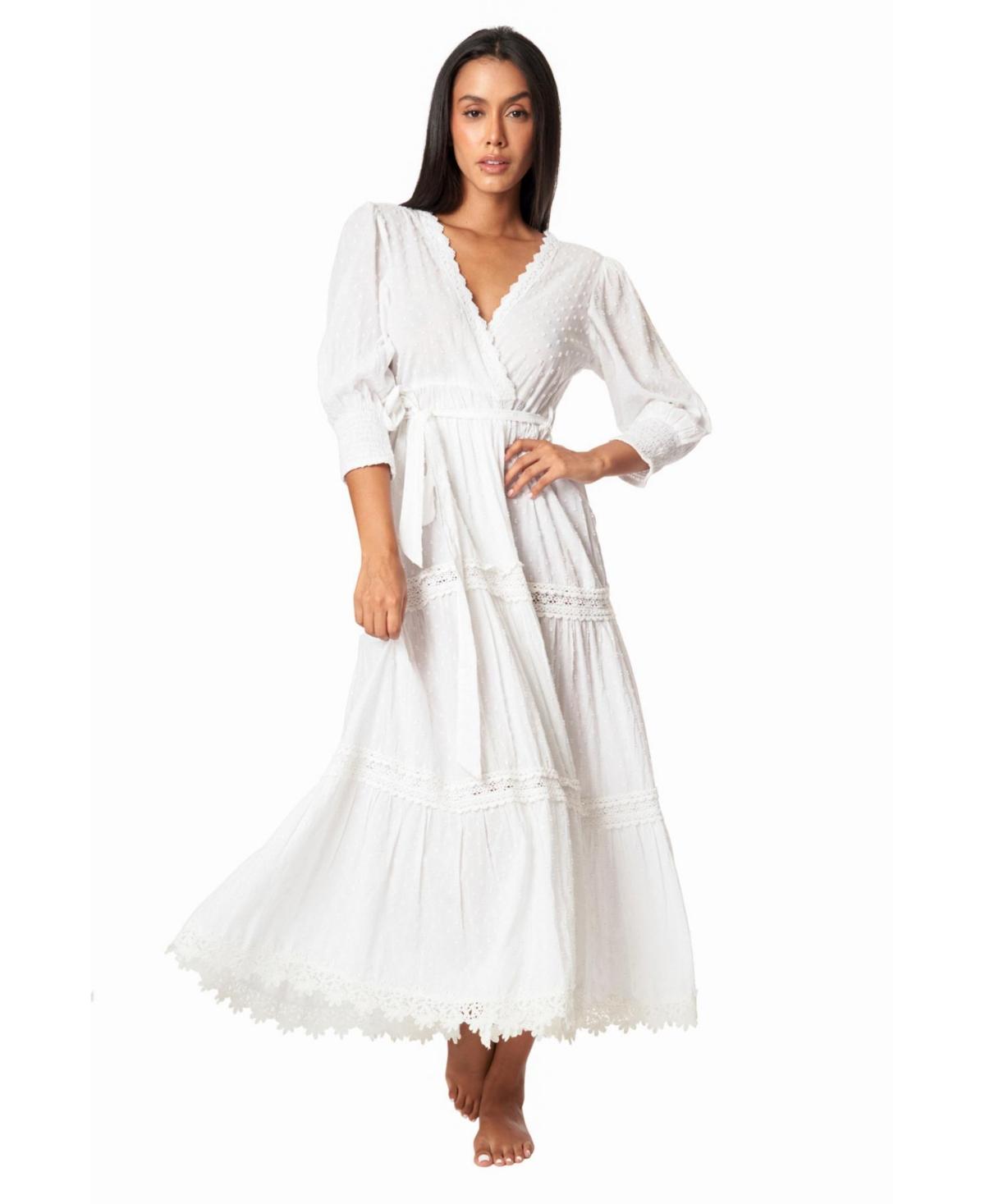 La Moda Clothing Maxi Wrap Dress in White | Lyst