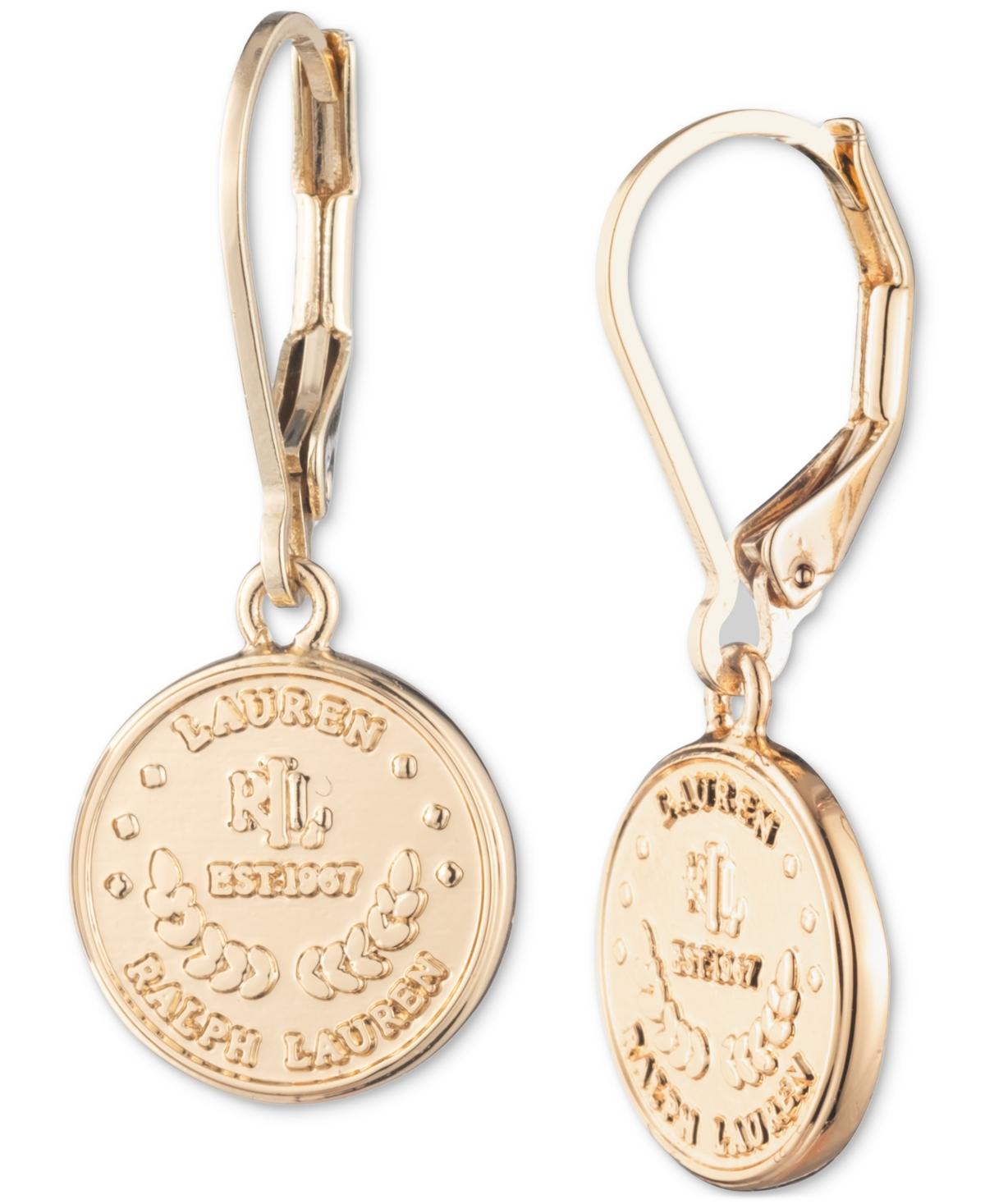 Ralph Lauren Tone Coin Logo Drop Earrings in Metallic | Lyst
