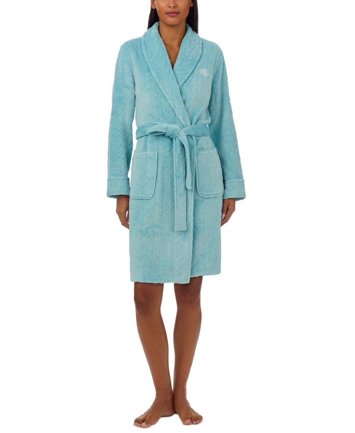 Ralph Lauren Long-sleeve Shawl-collar Robe in Blue | Lyst