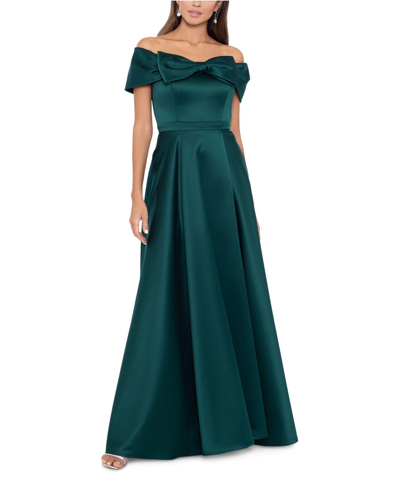 Xscape Bow-neck Off-the-shoulder Ballgown in Green | Lyst Xscape Bow-neck Off-the-shoulder Ballgown in Green | Lyst