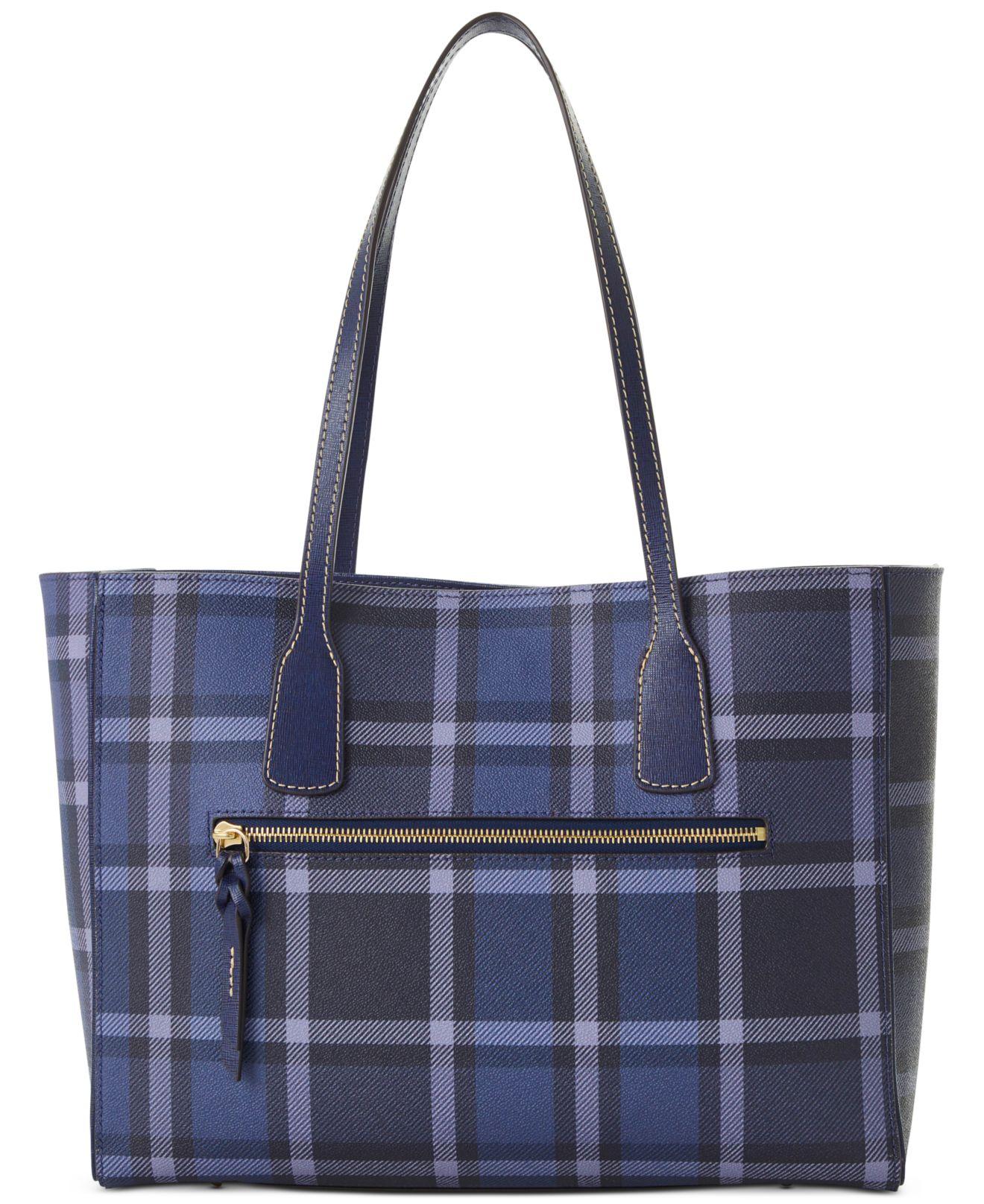 Dooney & Bourke Graham Coated Cotton Ashton Tote in Blue/Gold (Blue ...