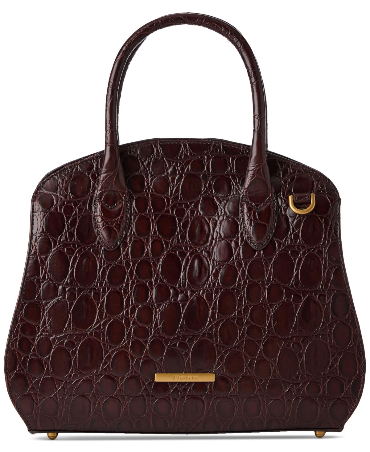 Brahmin Rosetta Vanderbilt Embossed Leather Satchel in Purple | Lyst
