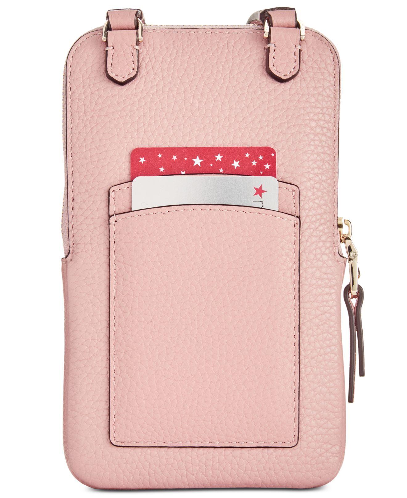 Kate Spade Polly Pebble Leather Phone Crossbody in Pink - Lyst