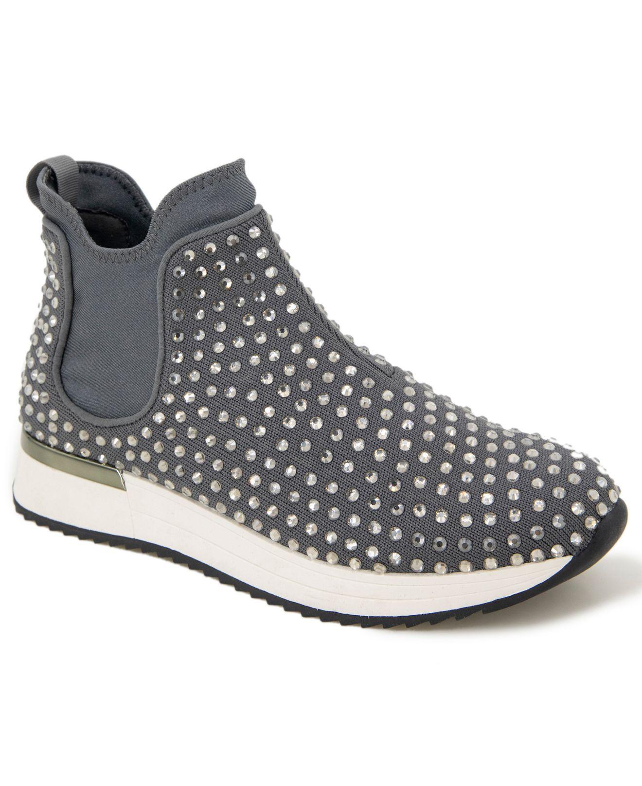 Kenneth Cole Reaction Lace Cameron Chelsea Jewel Sneakers In Dark Gray