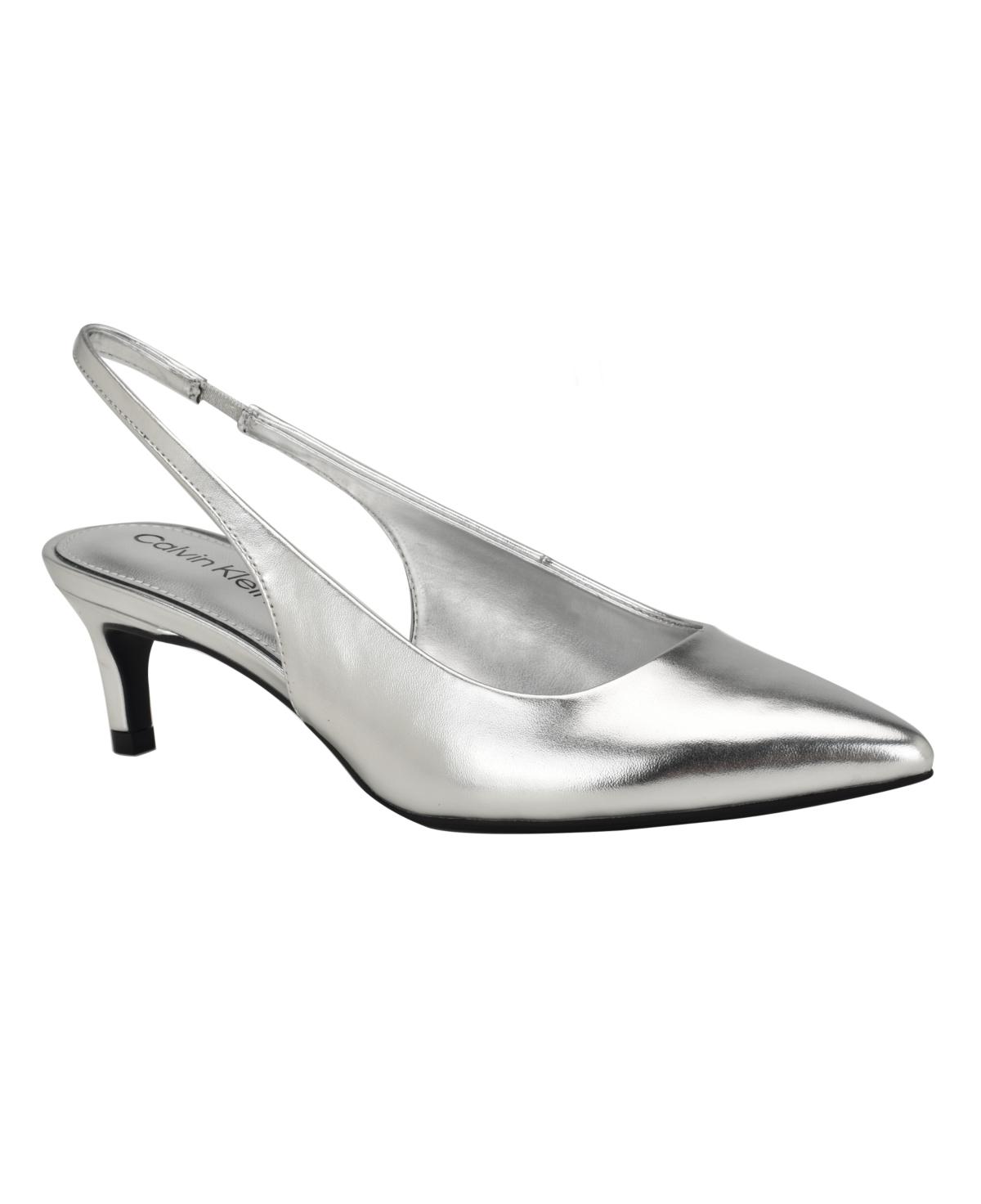 Calvin Klein Dainty Pointy Toe Low Heel Slingback Pumps in White | Lyst