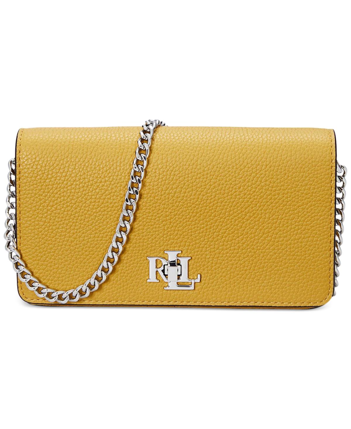 Ralph Lauren Pebbled Leather Crossbody Turn-lock Tech Case in Yellow | Lyst