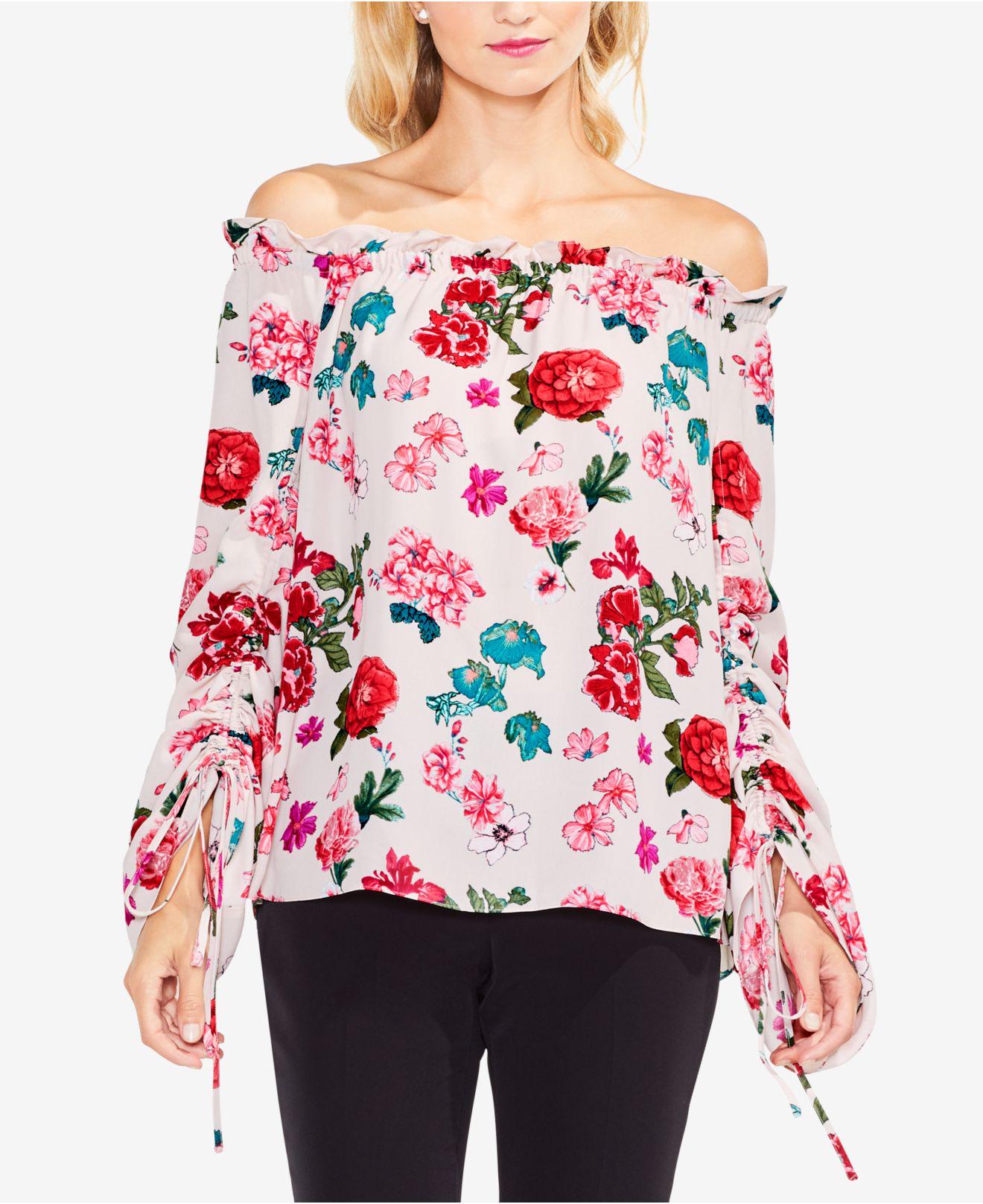 Lyst - Vince Camuto Off The Shoulder Floral Heirloom Top in Pink Lyst - Vince Camuto Off The Shoulder Floral Heirloom Top in Pink