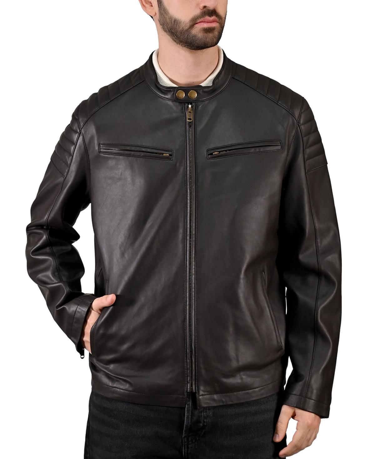 Frye Cafe Racer Nappa Leather Jacket in Black for Men | Lyst