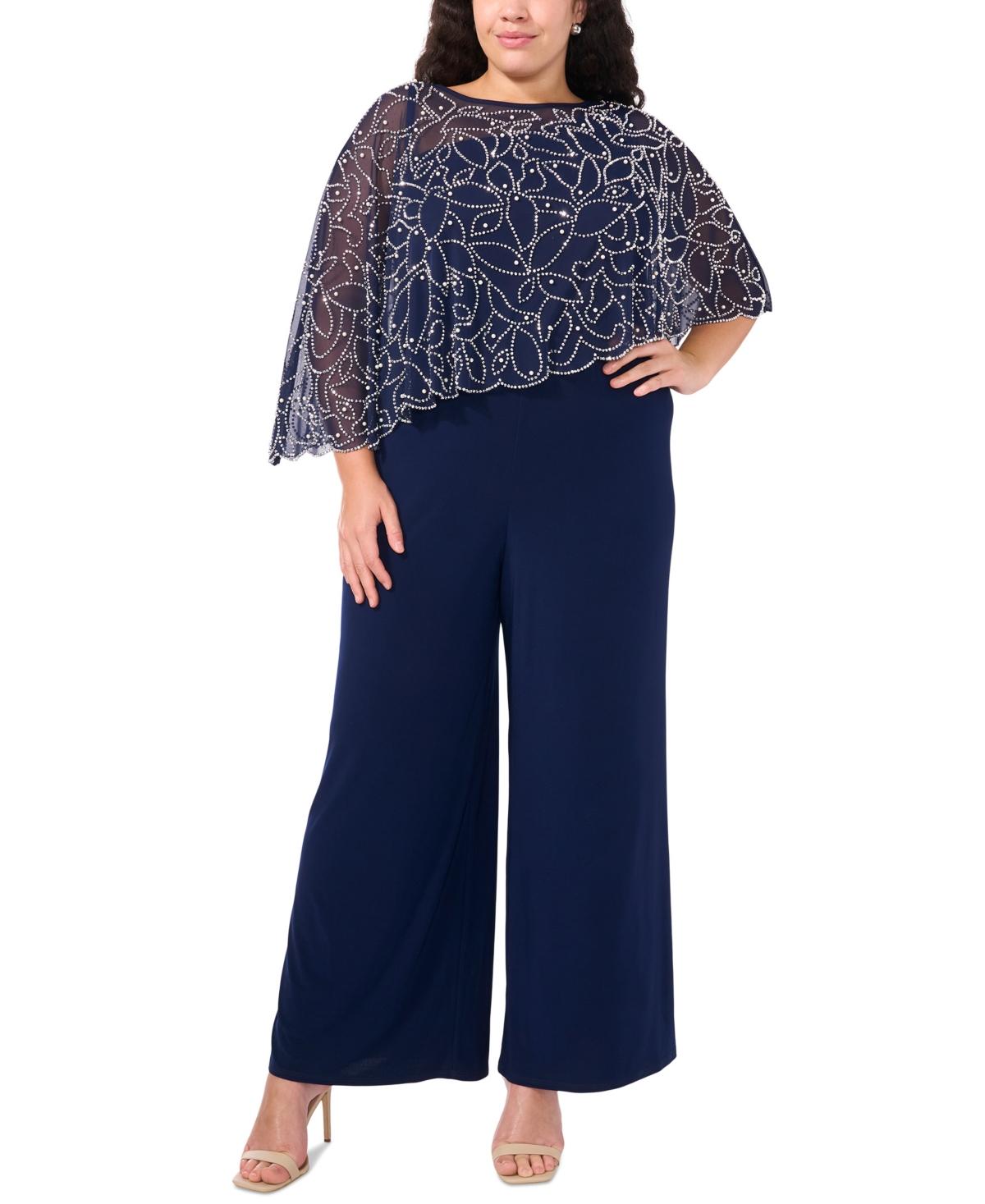 Msk Plus Size Embellished Overlay Wide-leg Jumpsuit in Blue | Lyst