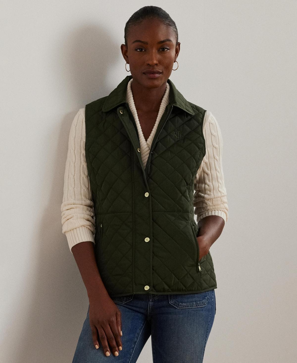 Ralph Lauren Quilted Logo Vest in Green | Lyst