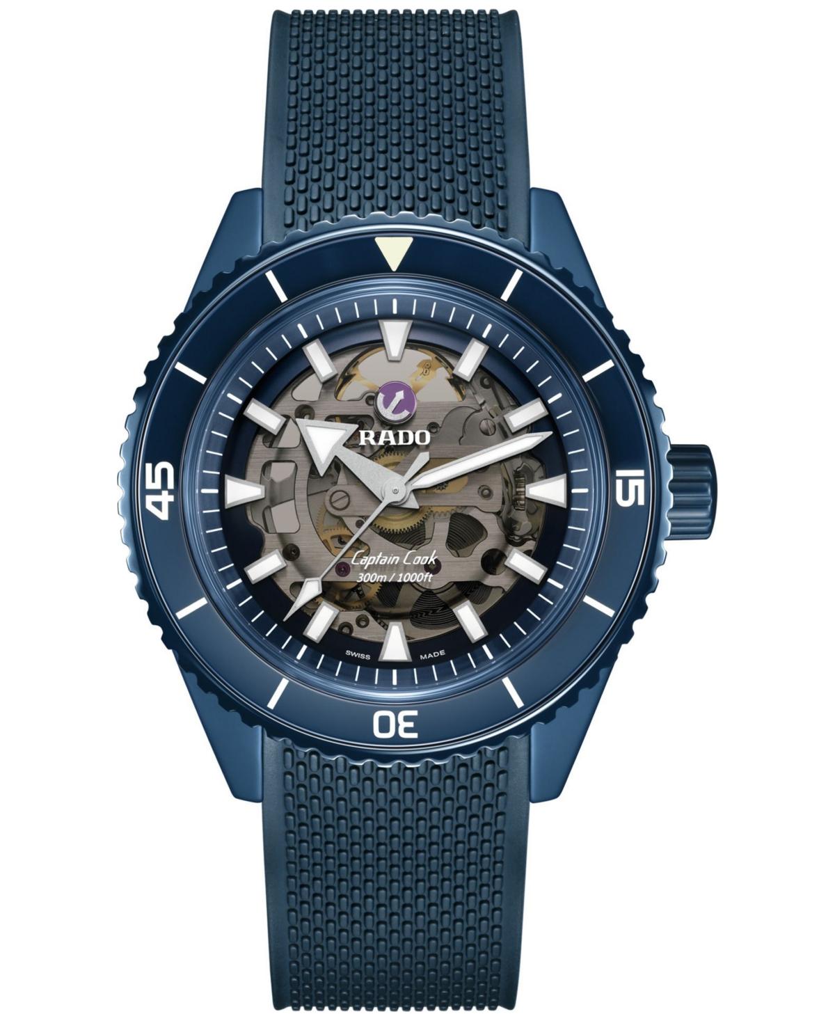 Rado Swiss Automatic Captain Cook Navy Blue Rubber Strap Watch 43mm for ...