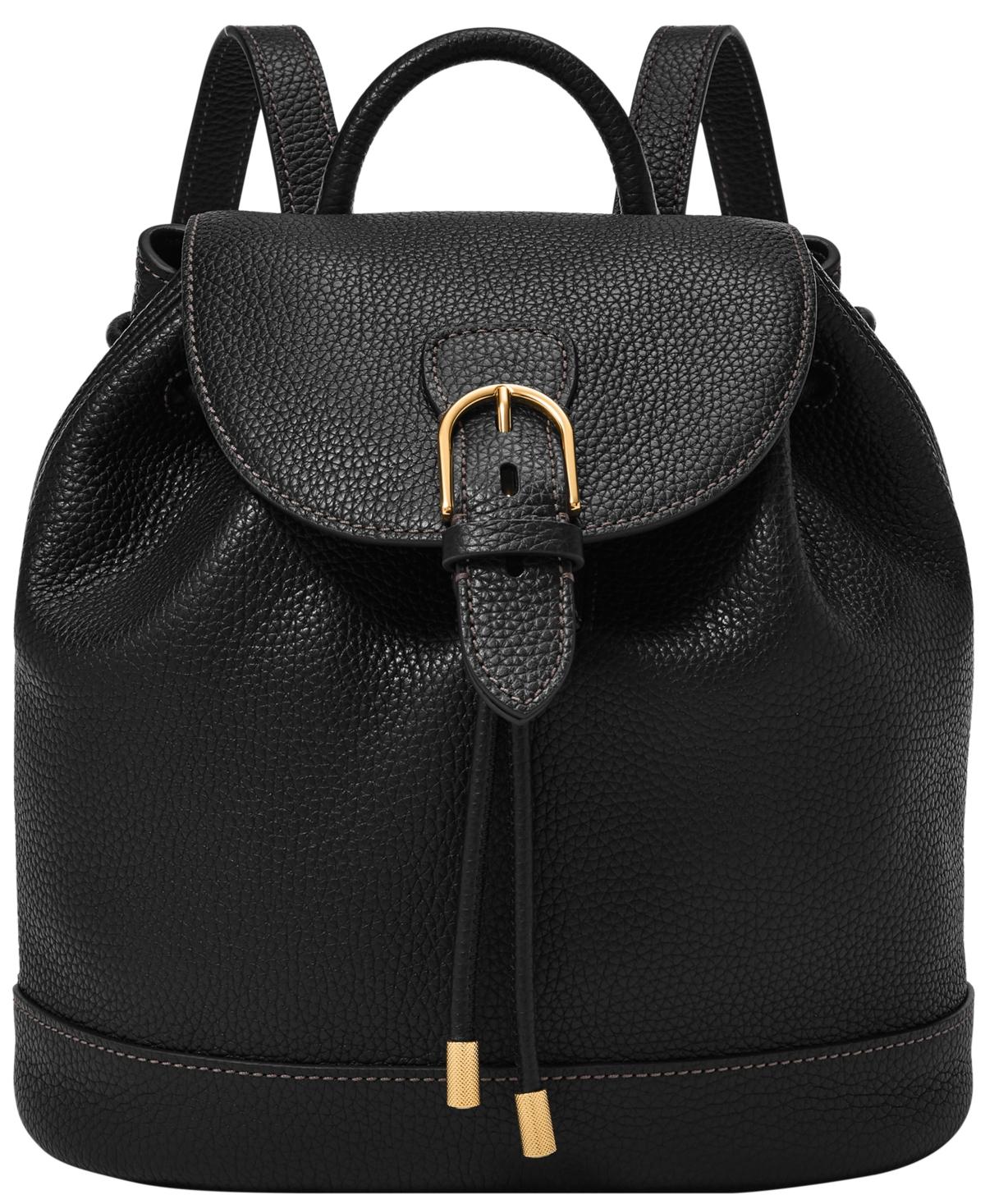 Fossil Everleigh Leather Flap Backpack Bag in Black | Lyst