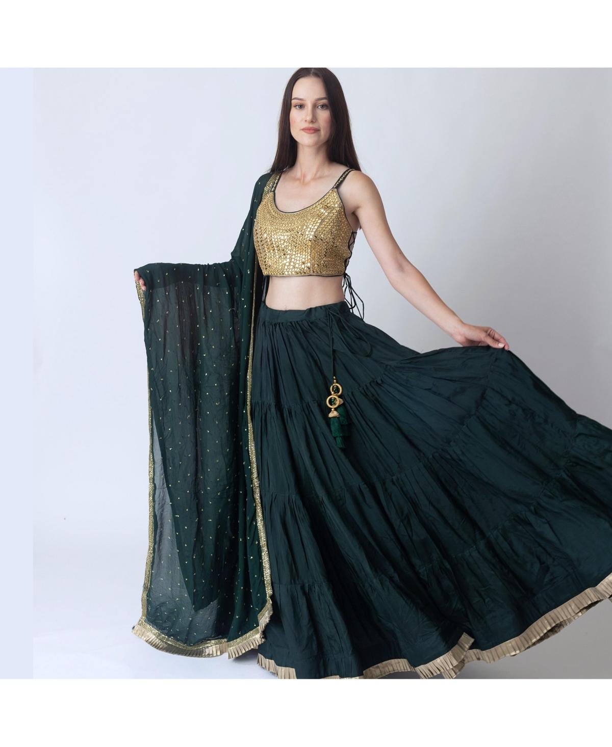 Ras Green And Gold Lehenga Choli Set in Blue | Lyst
