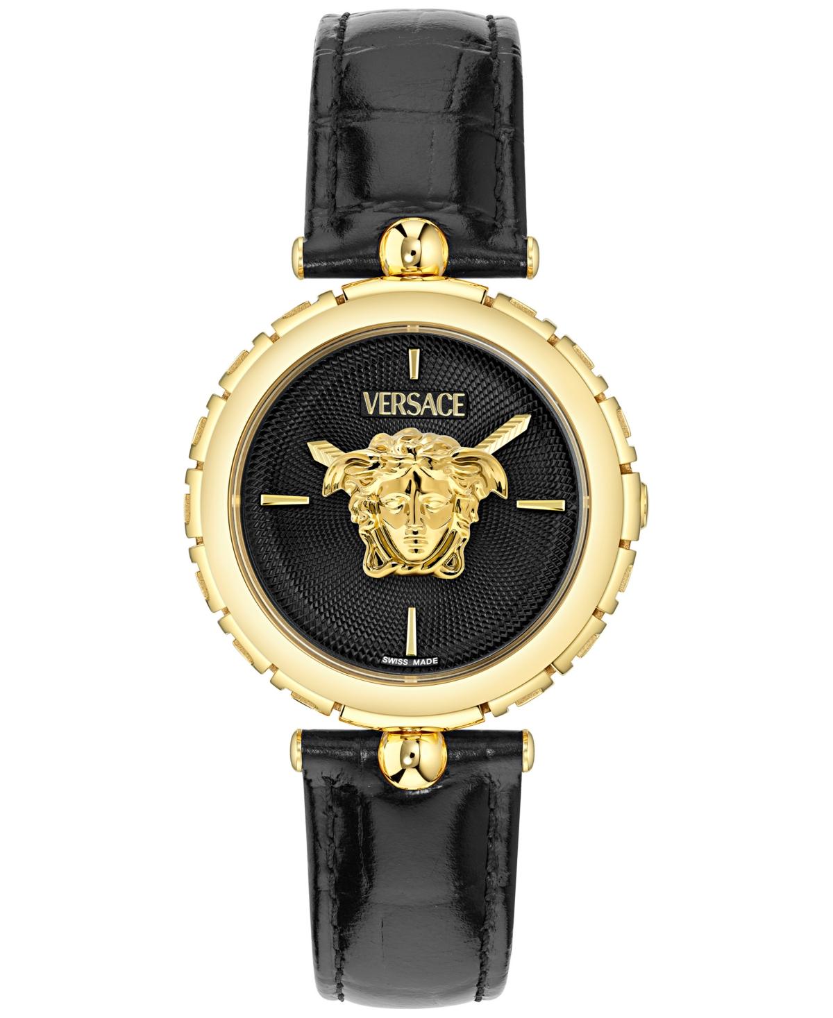 Versace Swiss Medusa Heritage Black Leather Strap Watch 38mm in ...