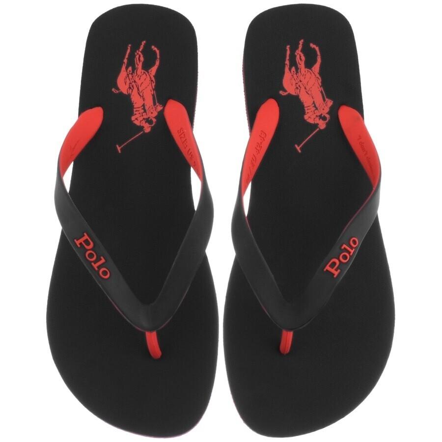 Ralph Lauren Bolt Flip Flops in Black for Men | Lyst