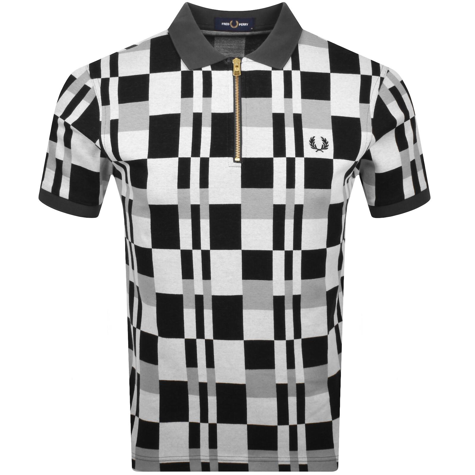 Fred Perry Checkerboard Zip Polo T Shirt in Black for Men | Lyst