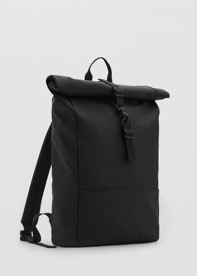 Mango Rubberized Backpack With Flap Closure in Black for Men | Lyst UK