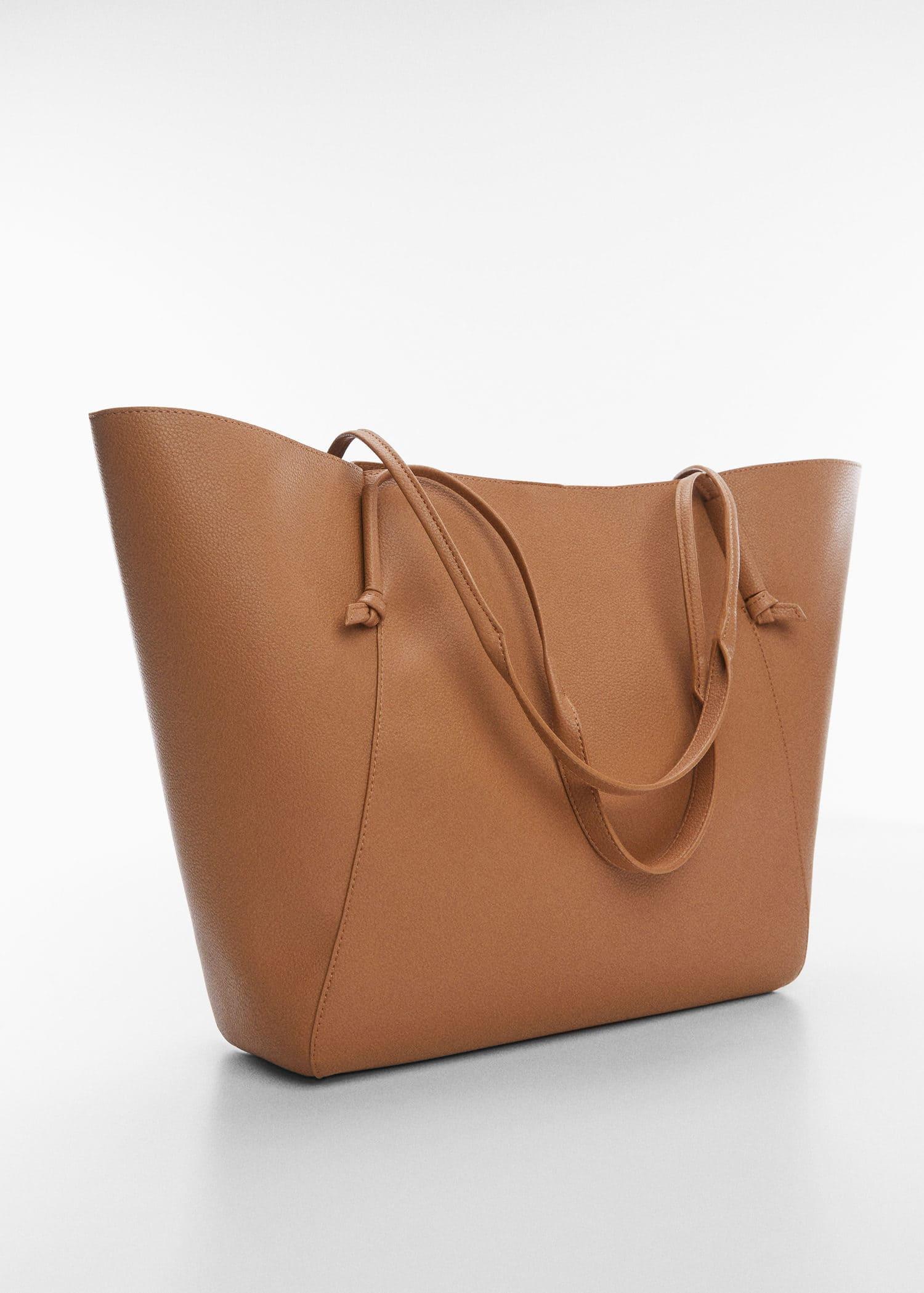 Mango Knot Handle Shopper Bag Medium in Brown | Lyst UK