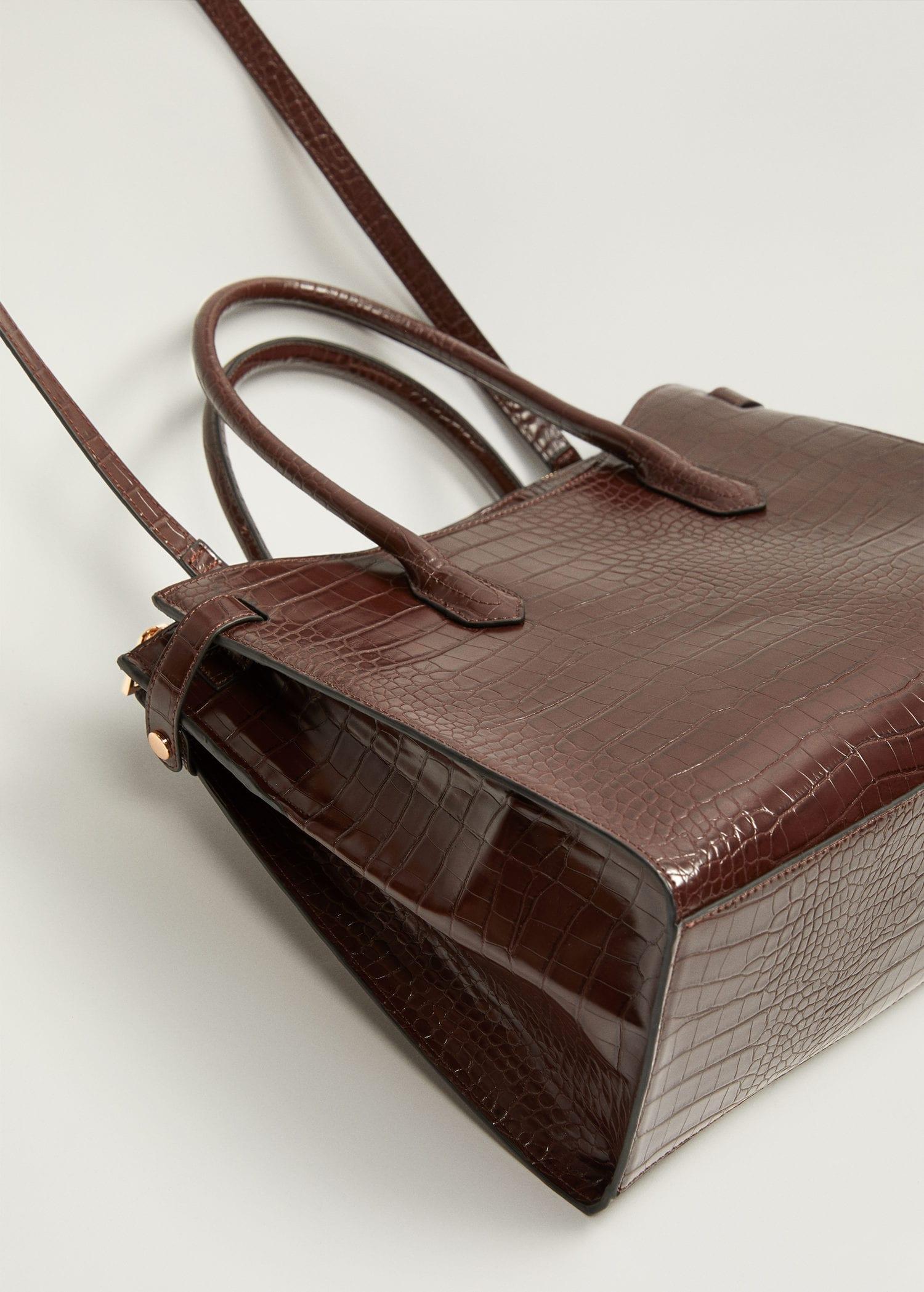 Mango Synthetic Croc-effect Bag Chocolate in Brown - Lyst