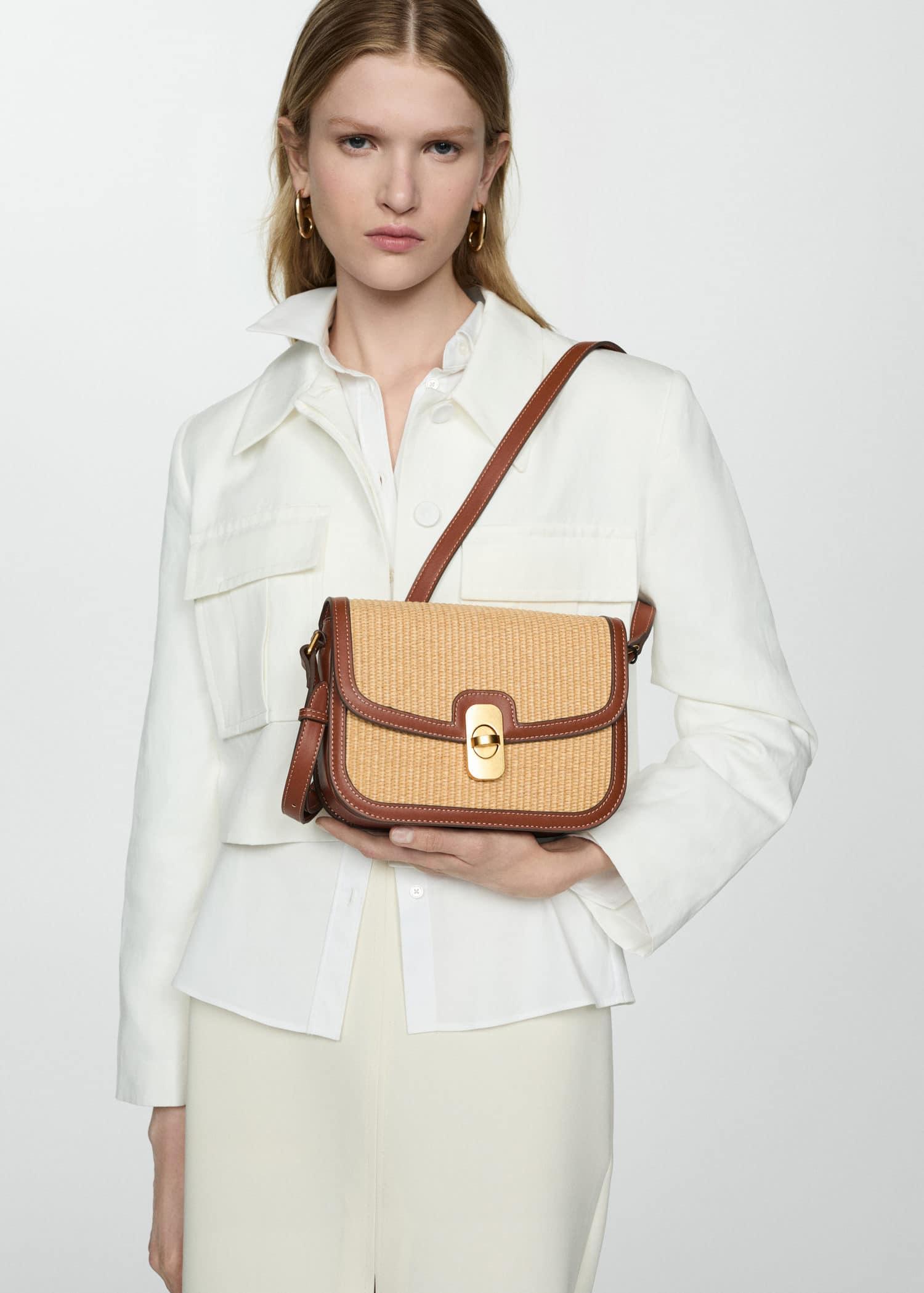 Mango Raffia-effect Shoulder Bag in Brown | Lyst UK