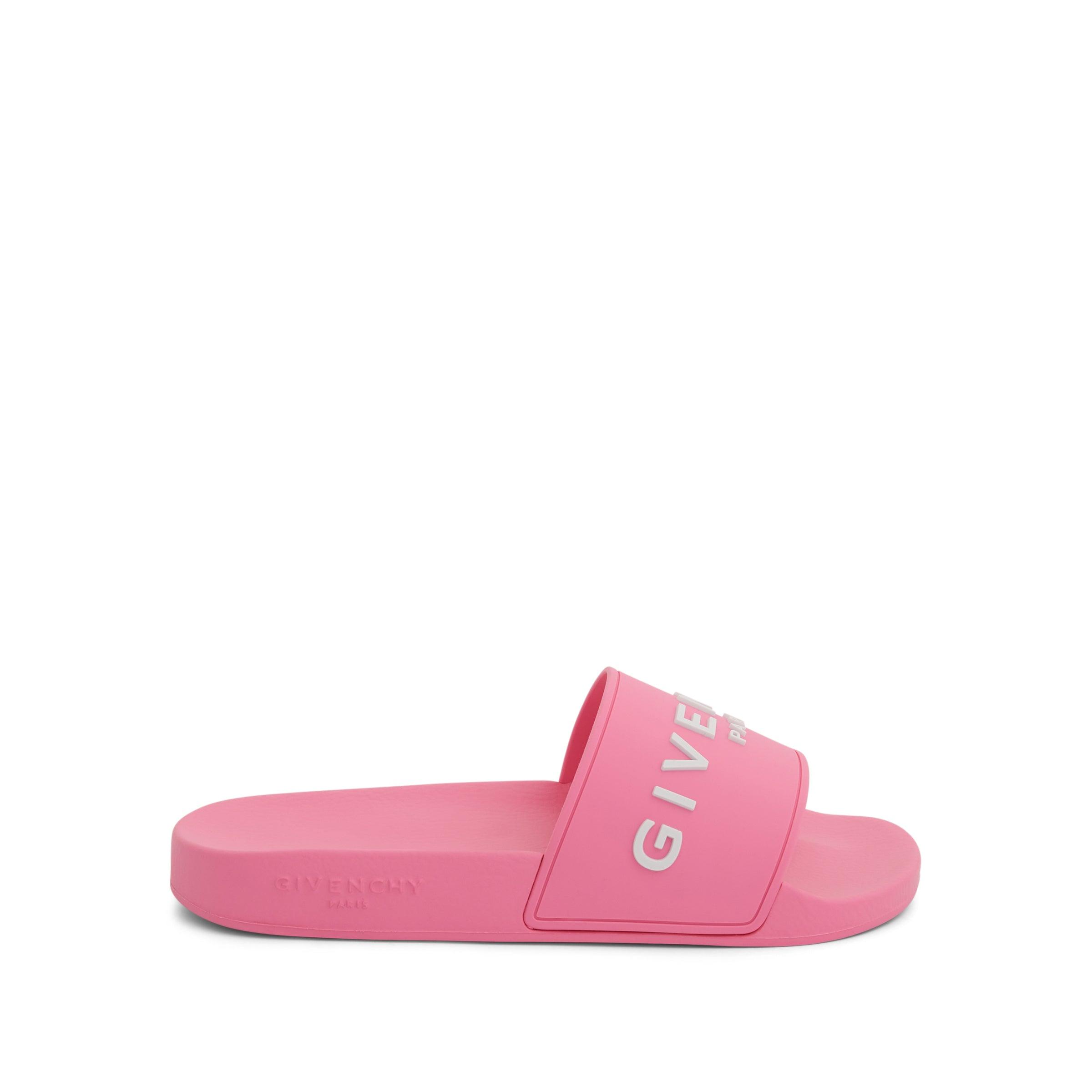 Givenchy Logo Slide Flat Sandals, Bright, 100% Rubber in Pink | Lyst