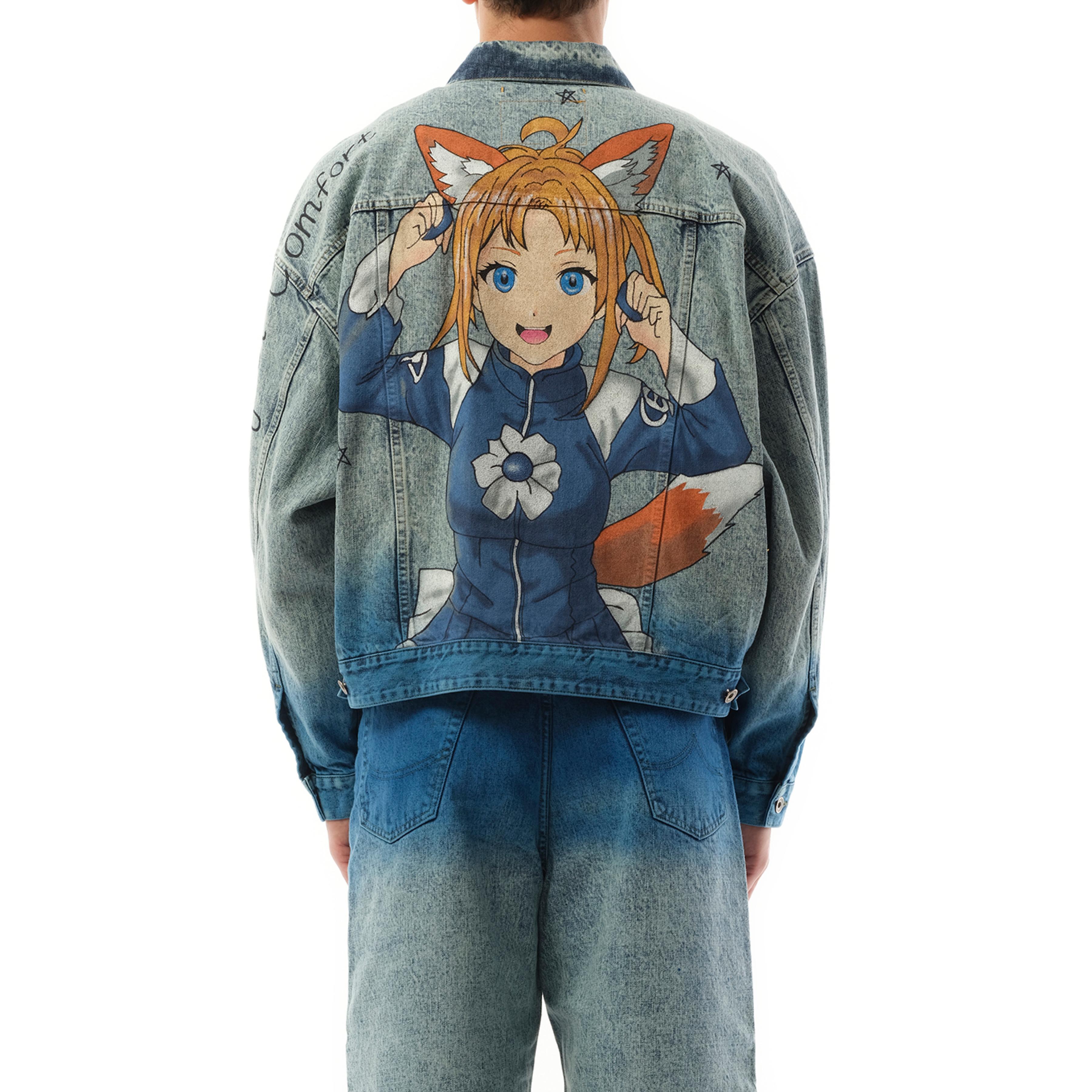 Doublet Anime Hand-Painting Denim Jacket, Long Sleeves, 100 Doublet Anime Hand-Painting Denim Jacket, Long Sleeves, 100