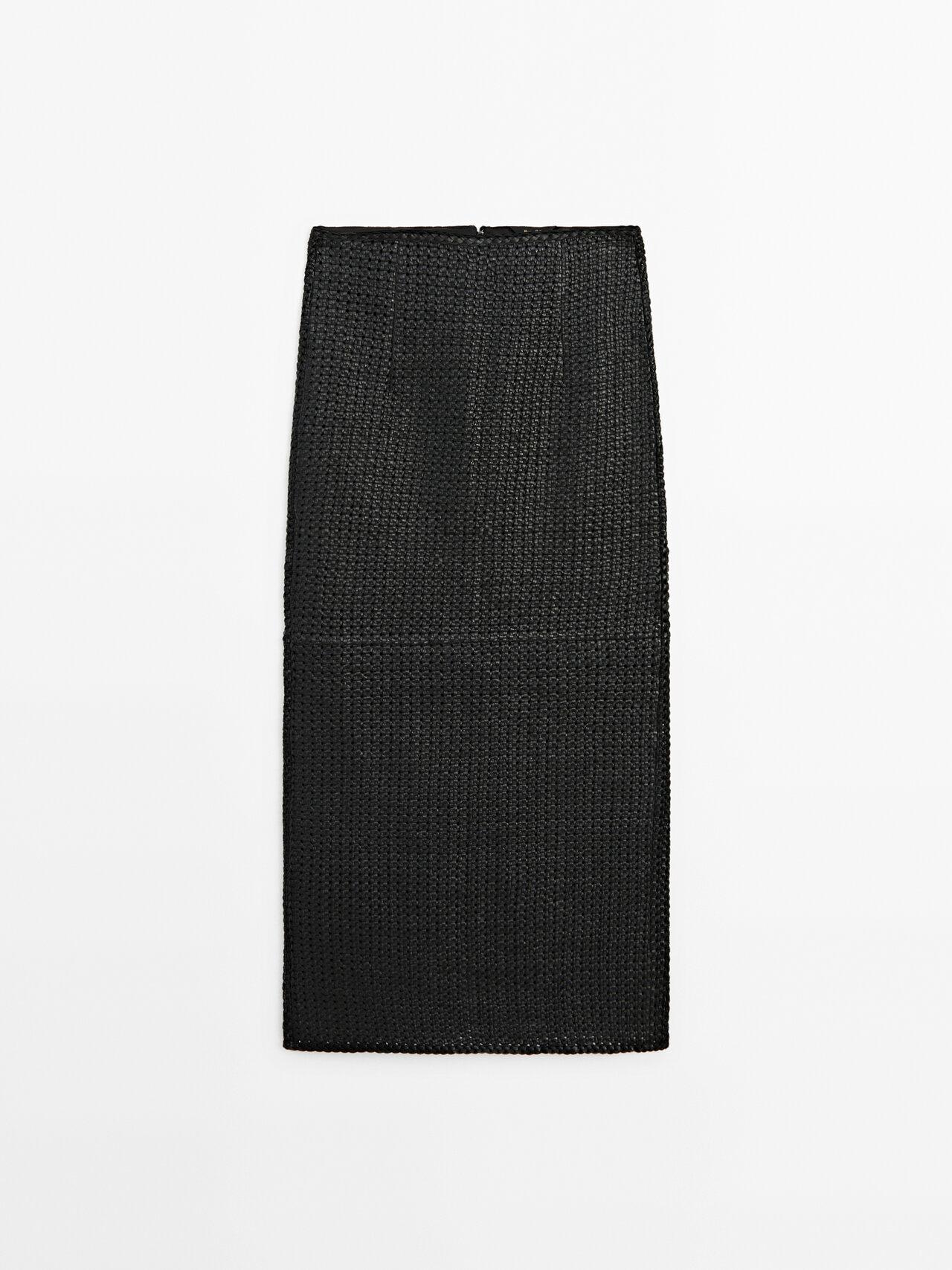 Massimo Dutti Woven Nappa Leather Skirt In Black Lyst