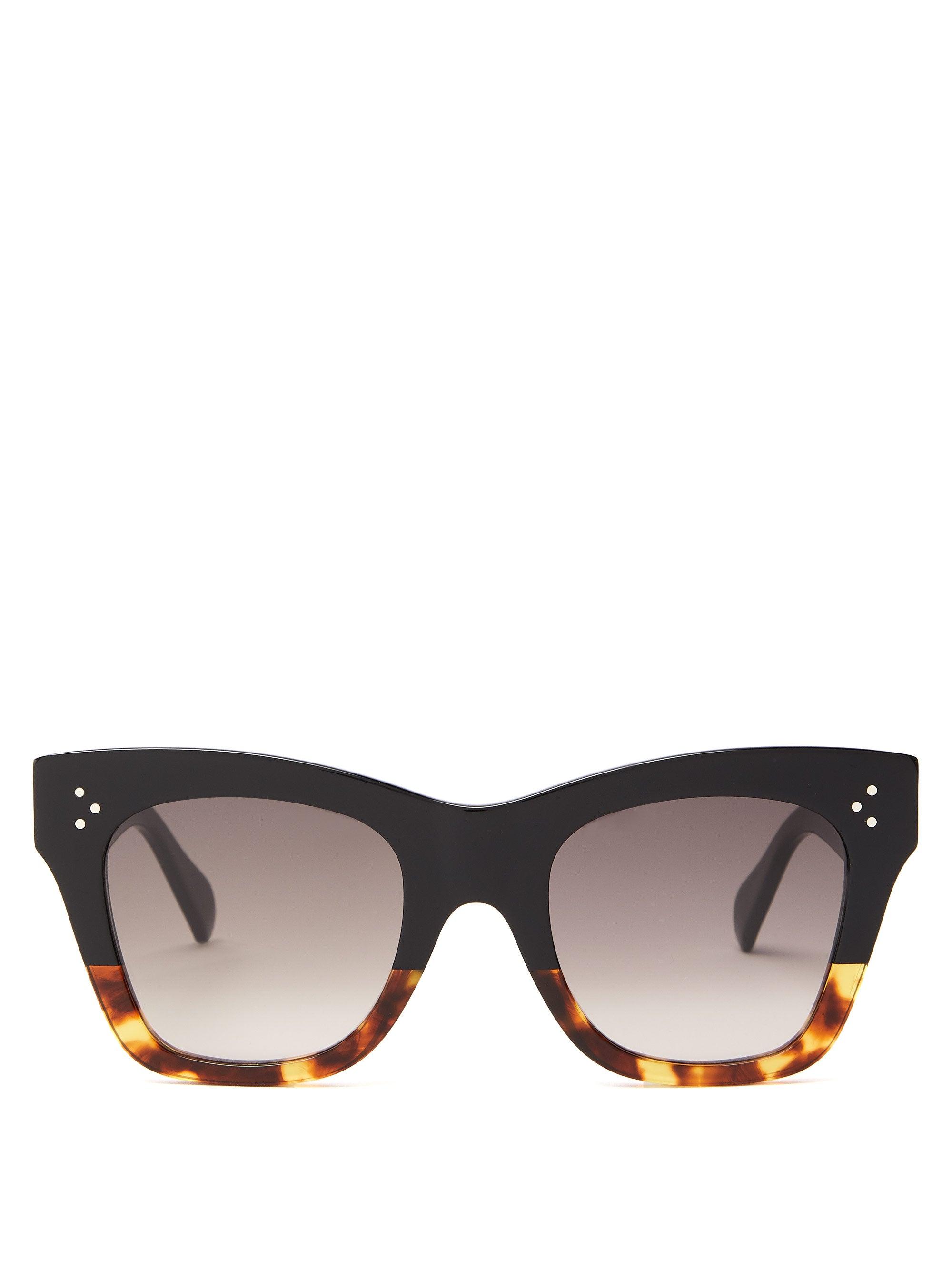 Céline Square Tortoiseshell Gradient Acetate Sunglasses In Black Brown