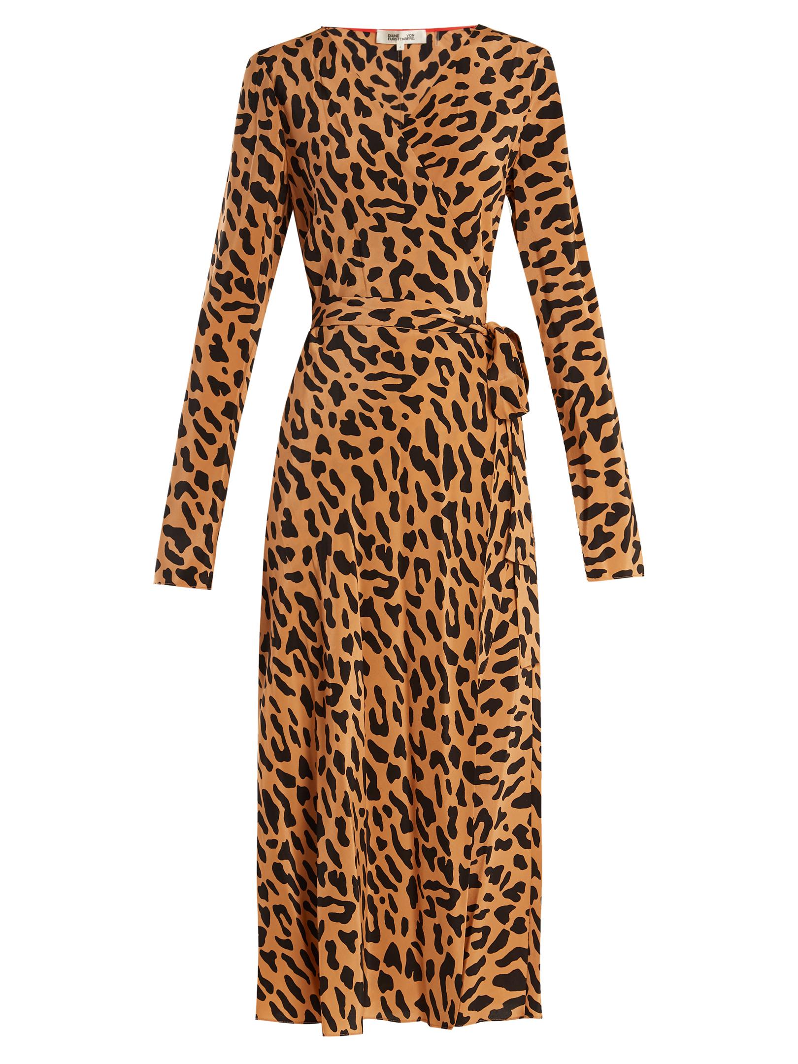 Diane Von Furstenberg Leopard Print Silk Wrap Dress Lyst