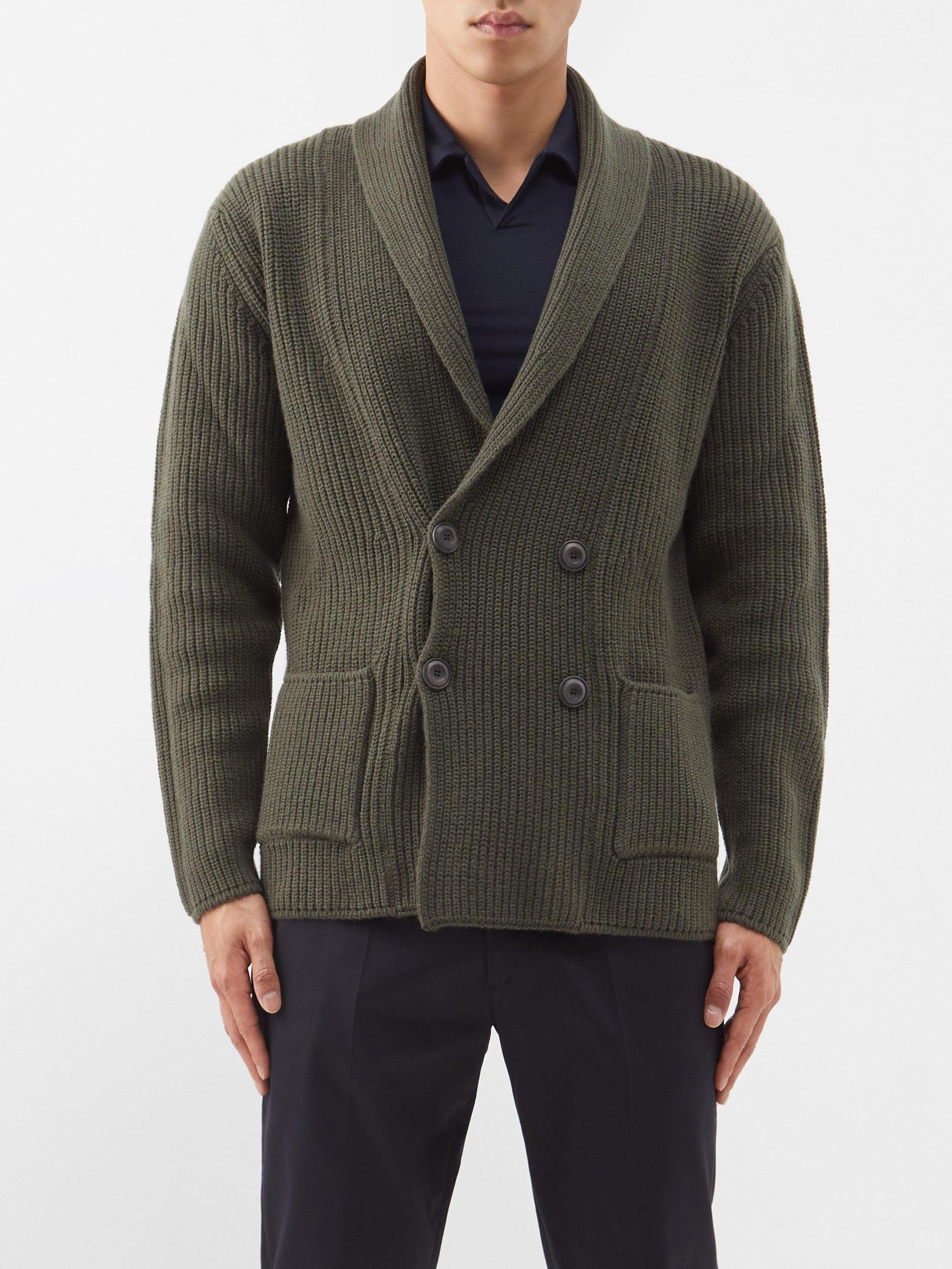 Thom Sweeney Double-breasted Cashmere Cardigan in Gray for Men | Lyst