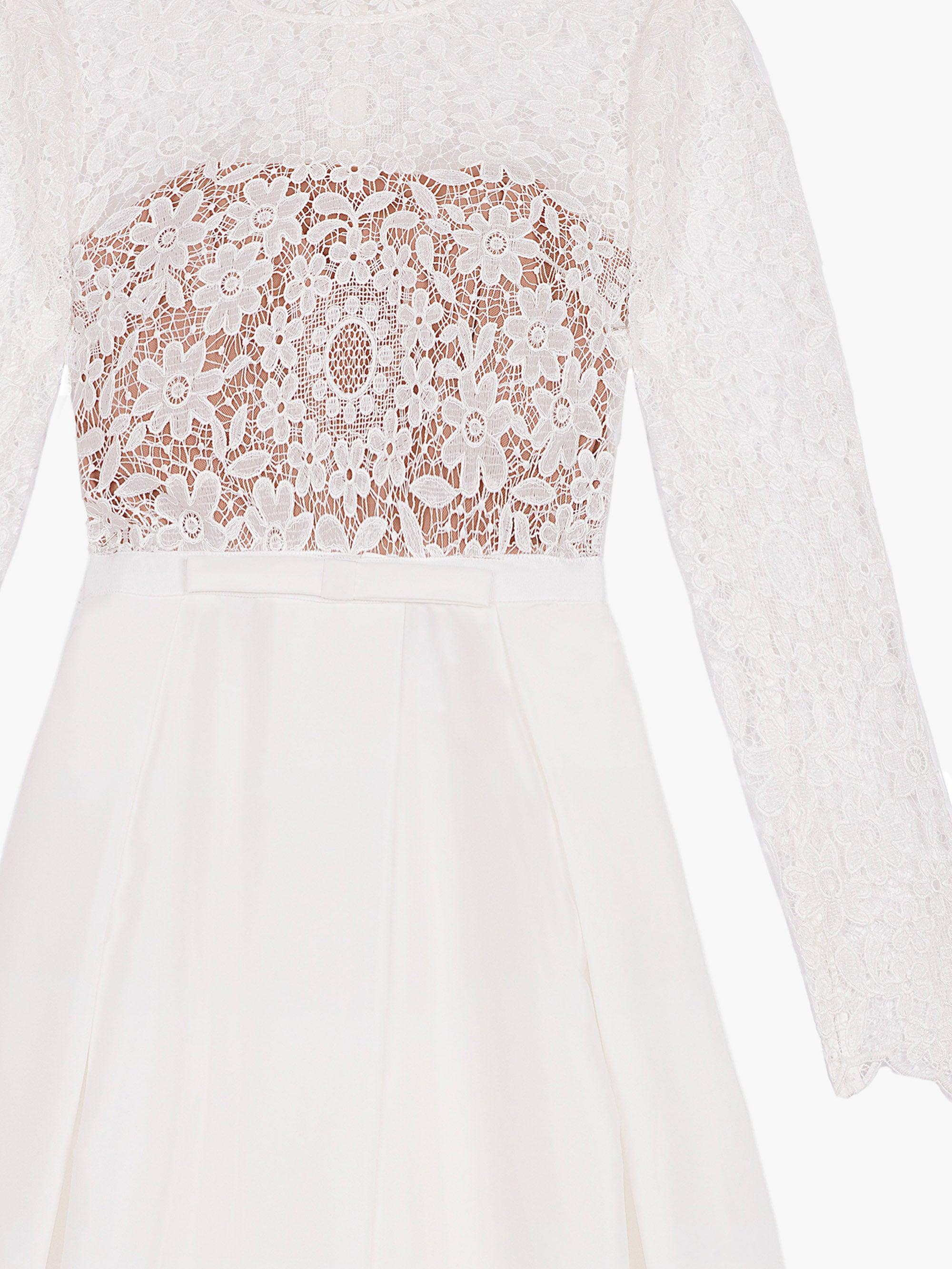 Self Portrait Guipure Lace And Taffeta Midi Dress In White Lyst