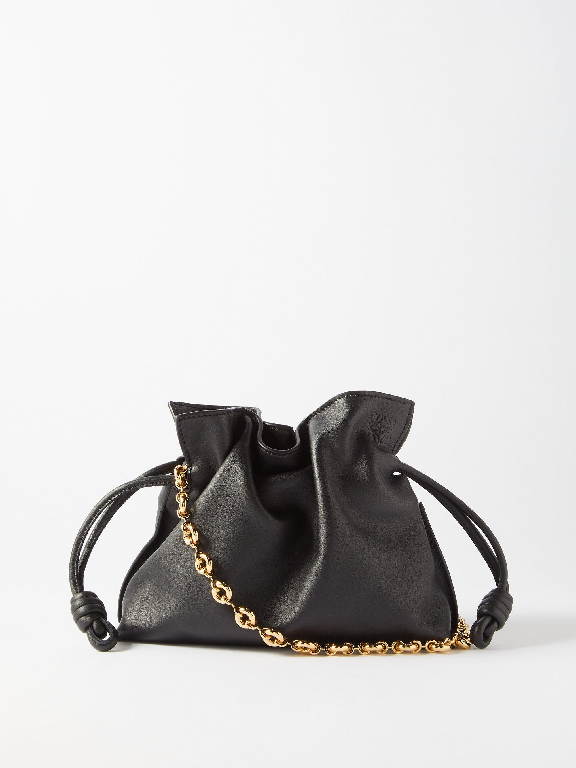 Loewe Flamenco Mini Chain-strap Leather Shoulder Bag in Black | Lyst