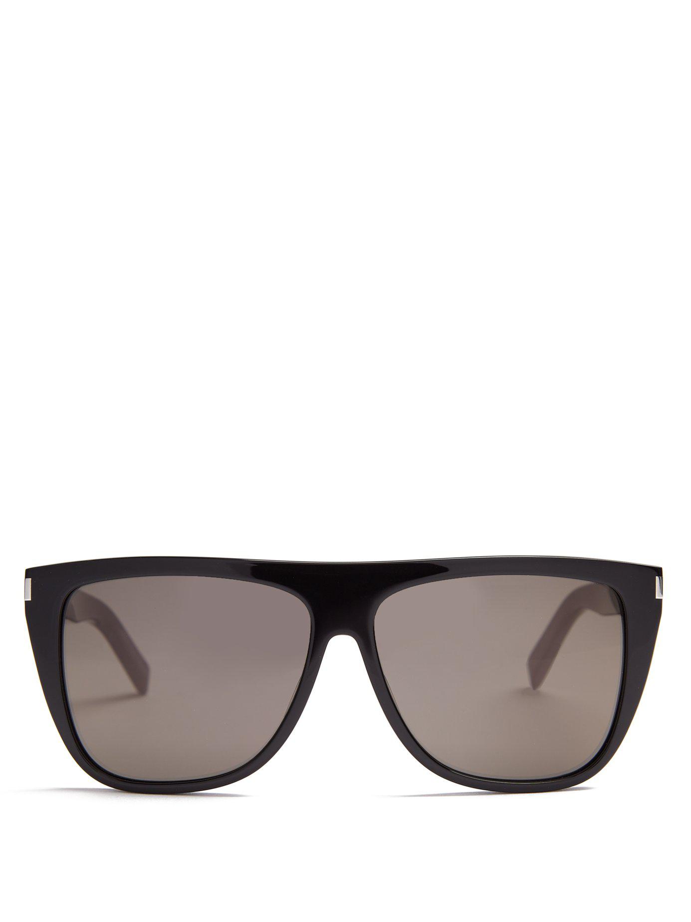 Saint Laurent Flat Top Acetate Sunglasses In Black For Men Lyst